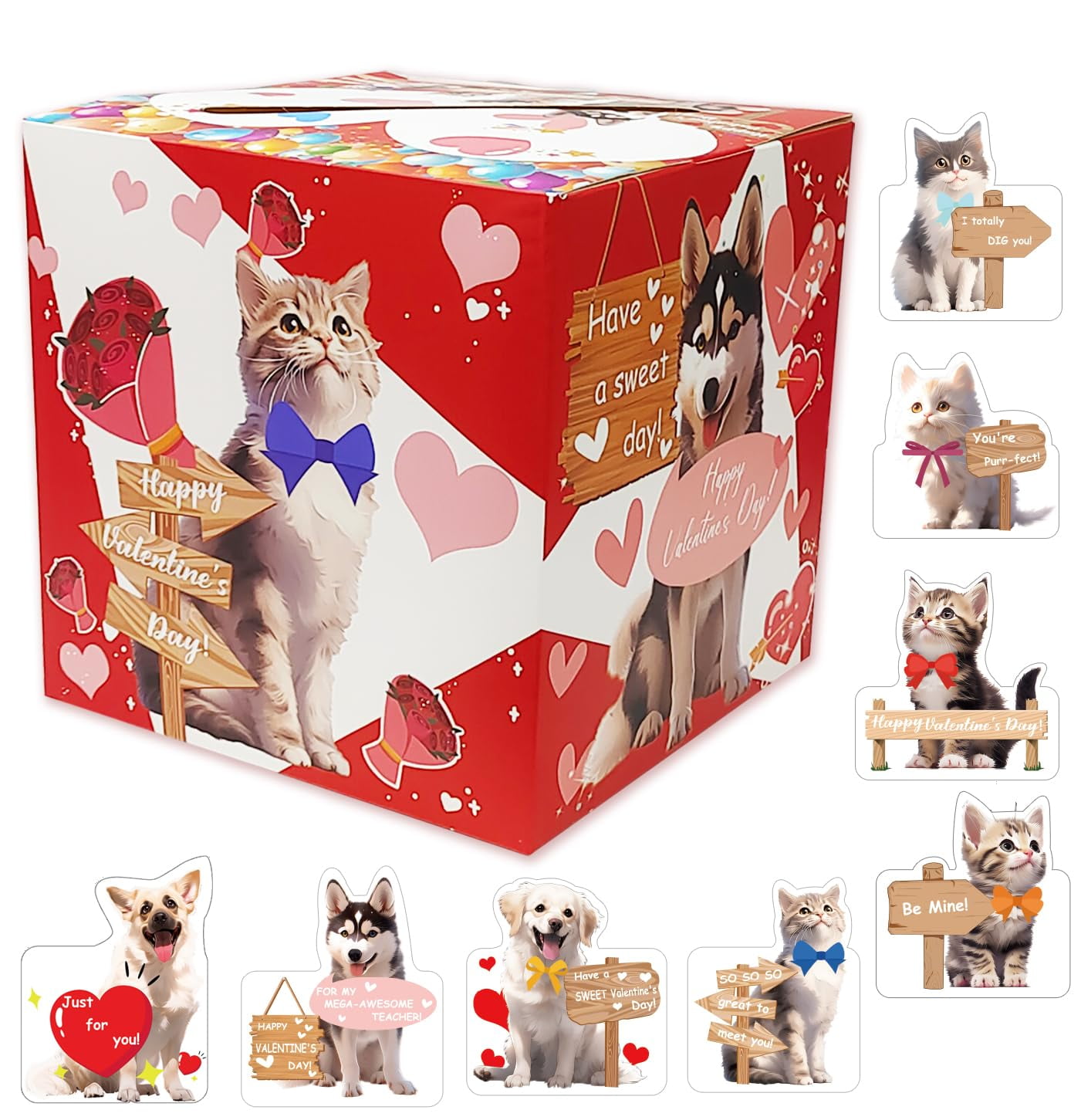 SietDESEO Valentines Cards Box for Kids Pet Valentines Day Cards for ...