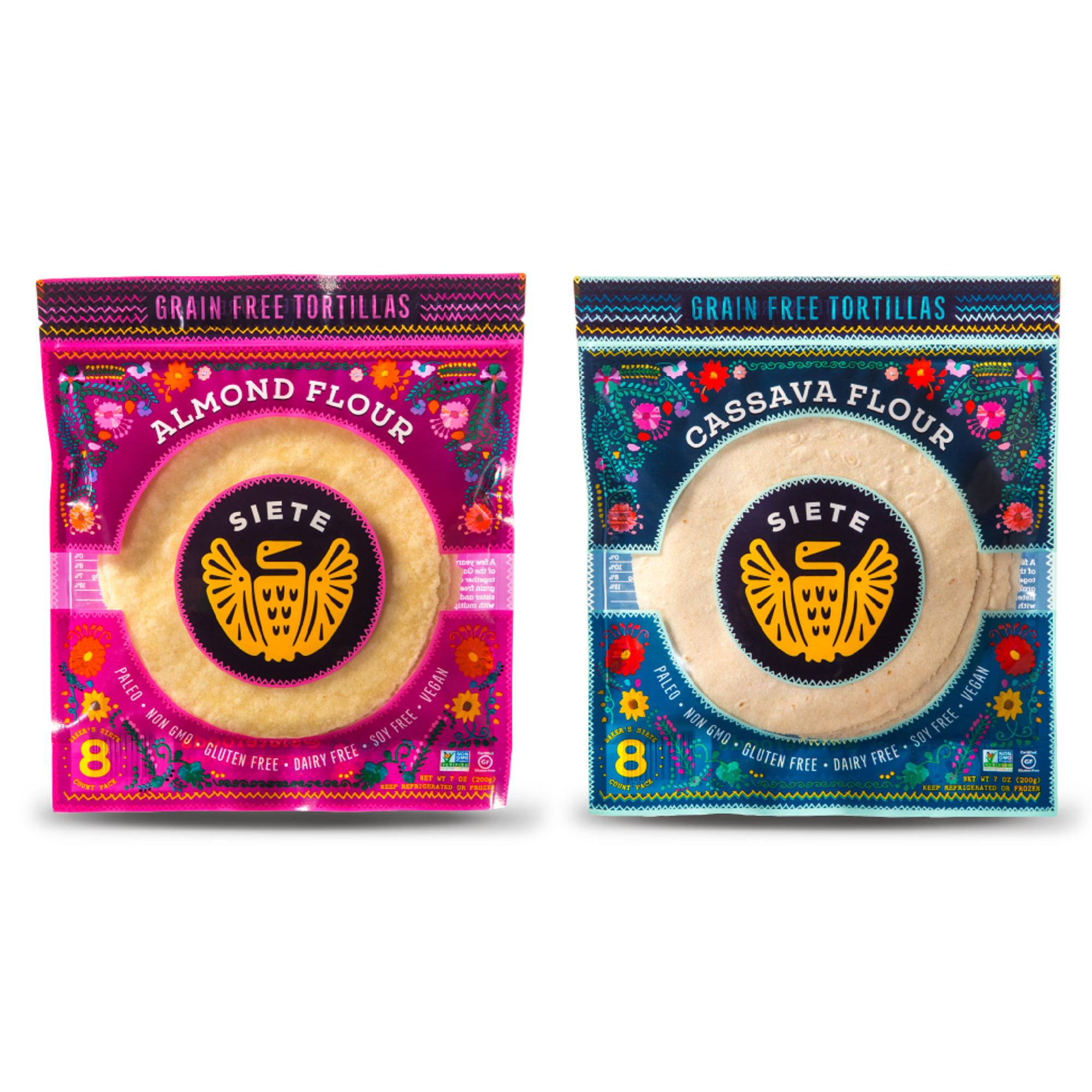 Siete Almond & Cassava Flour Tortillas Mix Pack, 48 Tortillas ...