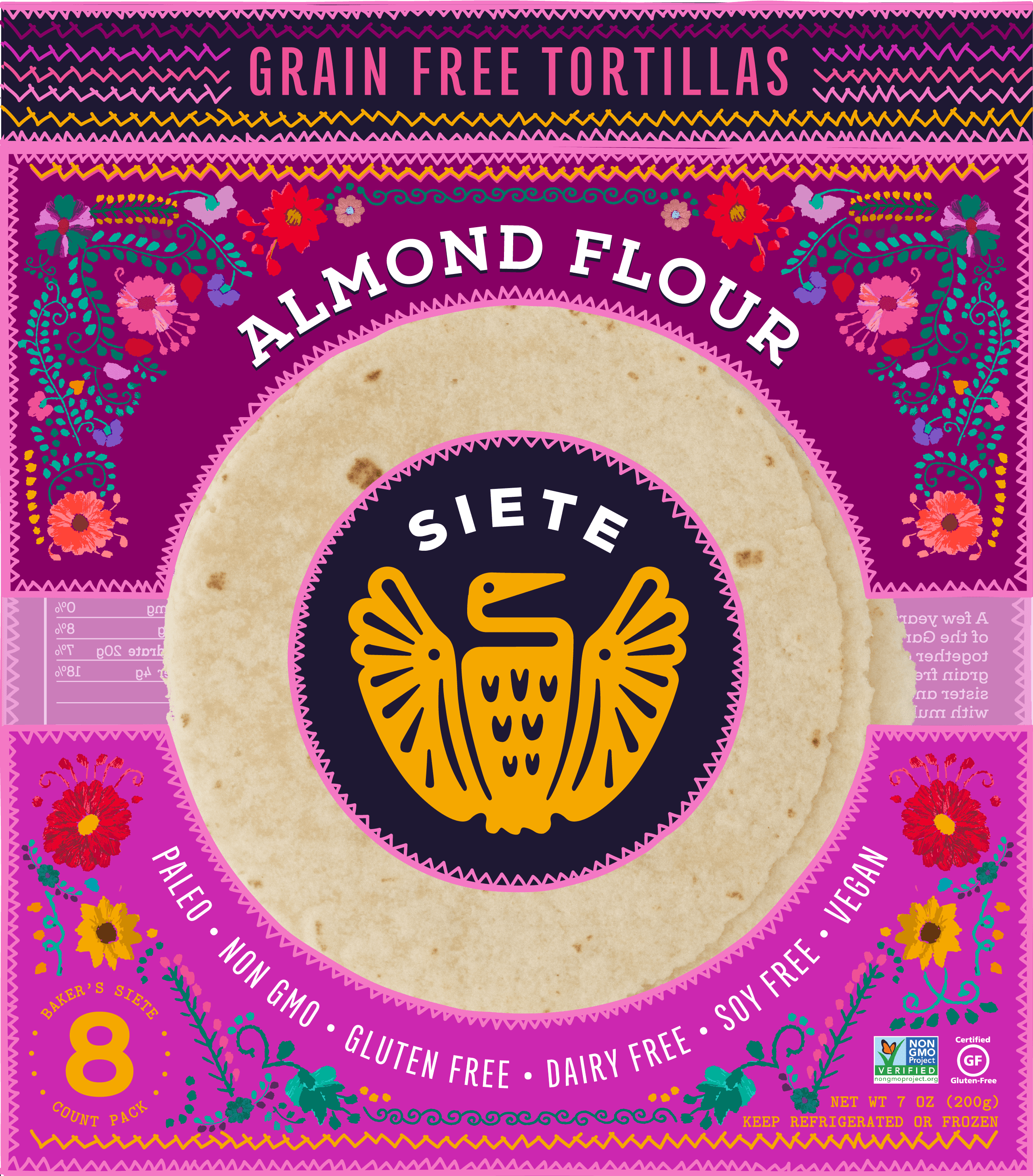 Siete Grain Free Almond Flour Tortillas, 7oz., 8 Count, Paleo, Non-GMO ...