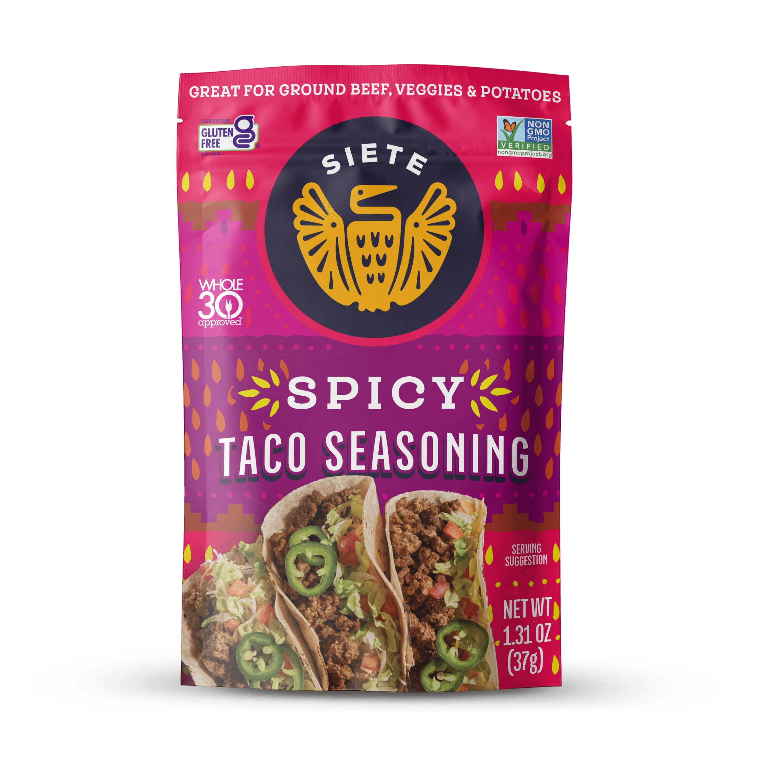 Siete, Spicy Taco Seasoning Spice Mix, 1.31 oz. Packet, Ready-to-Cook ...