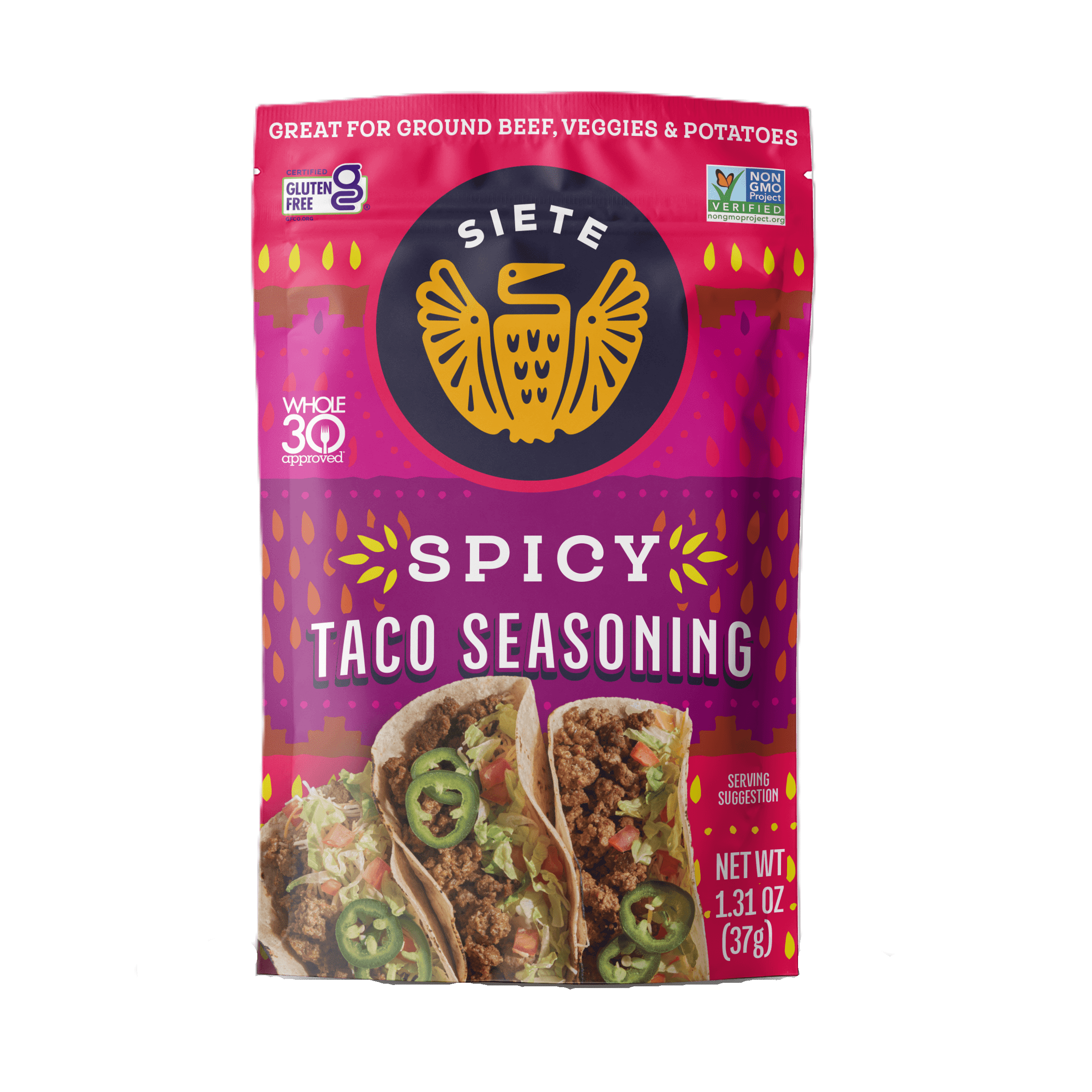 Siete, Spicy Taco Seasoning Spice Mix, 1.31 oz. Packet, Ready-to-Cook ...