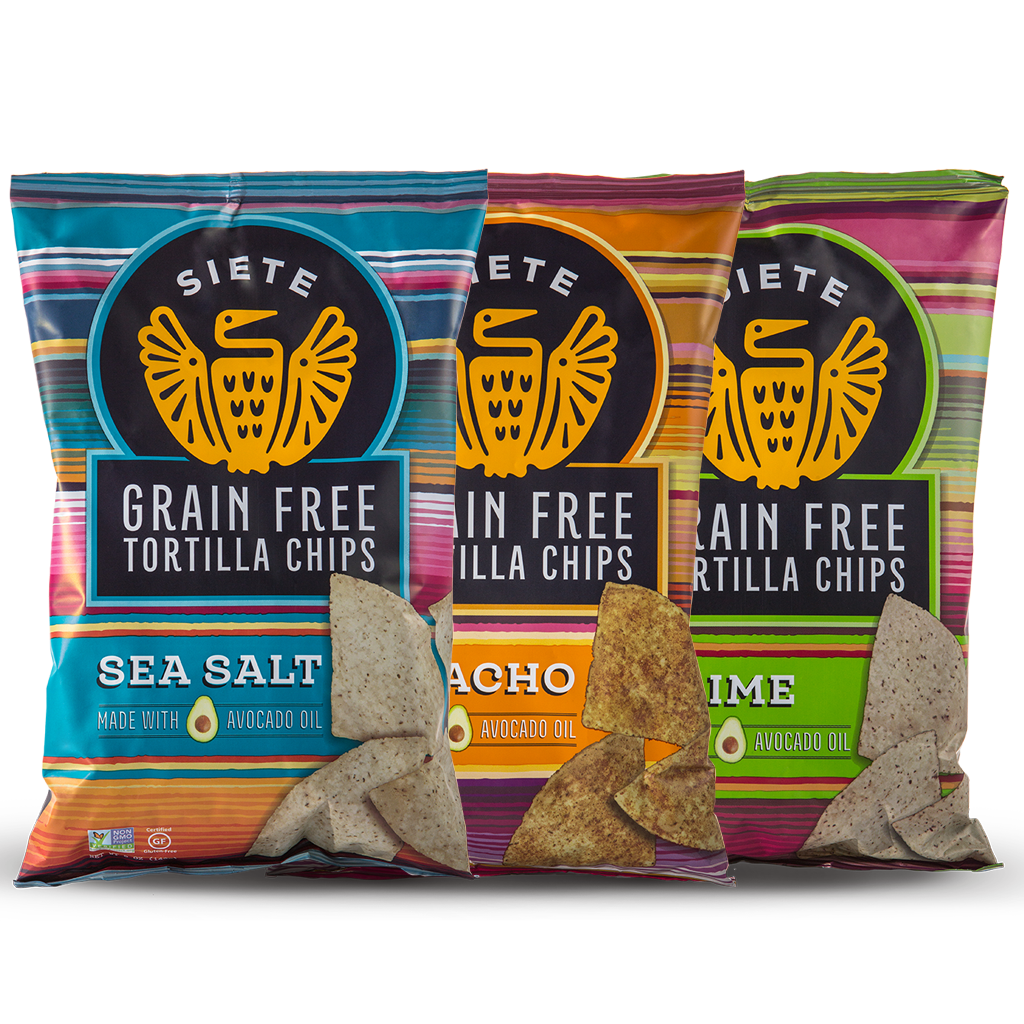 Siete Grain Free Tortilla Chips Mix, 4 Sea Salt, 4 Lime, 4 Nacho, 5 oz ...