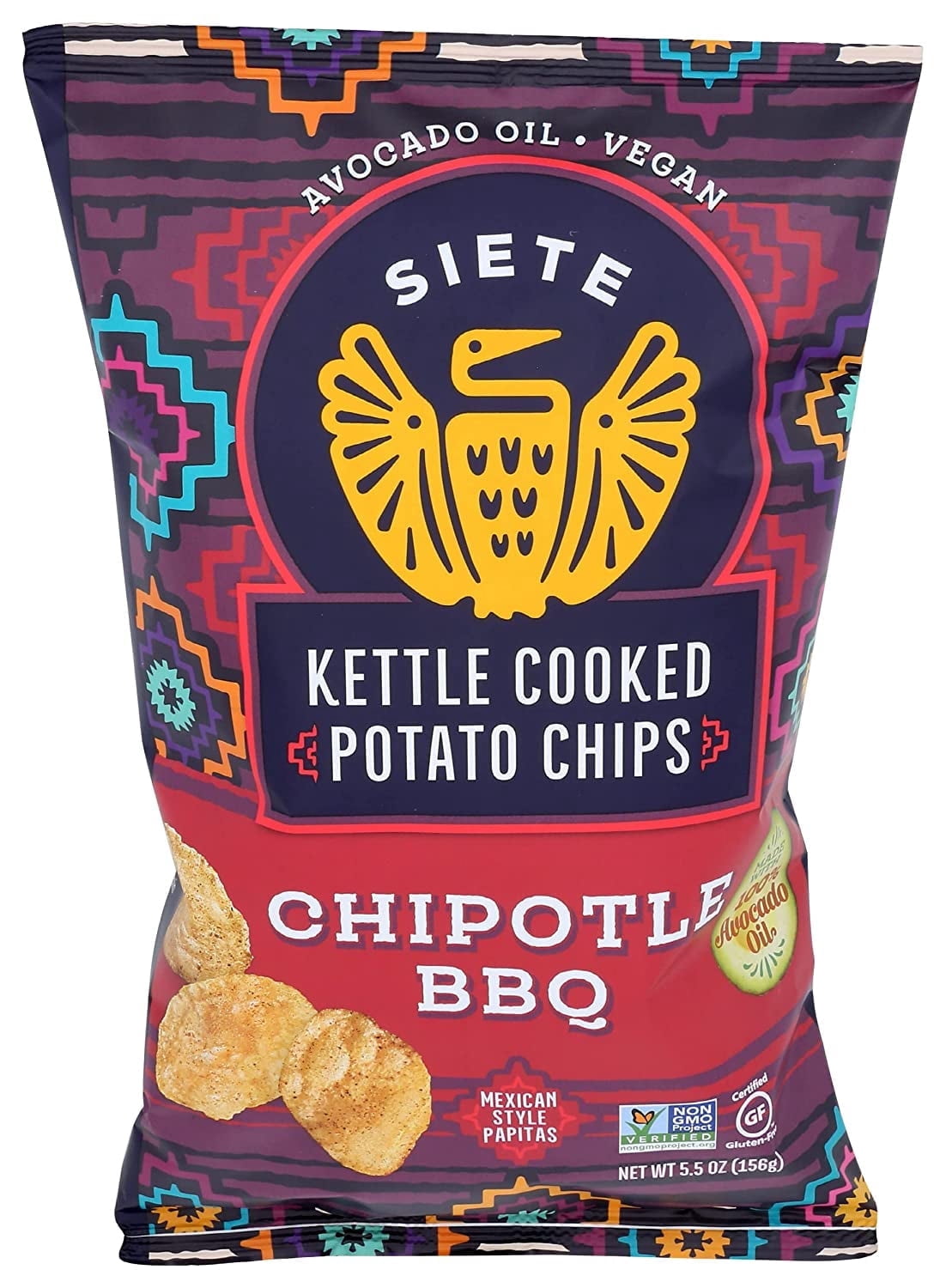 Siete Kettle Cooked Potato Chips Chipotle BBQ -- 5.5 oz Pack of 2 ...