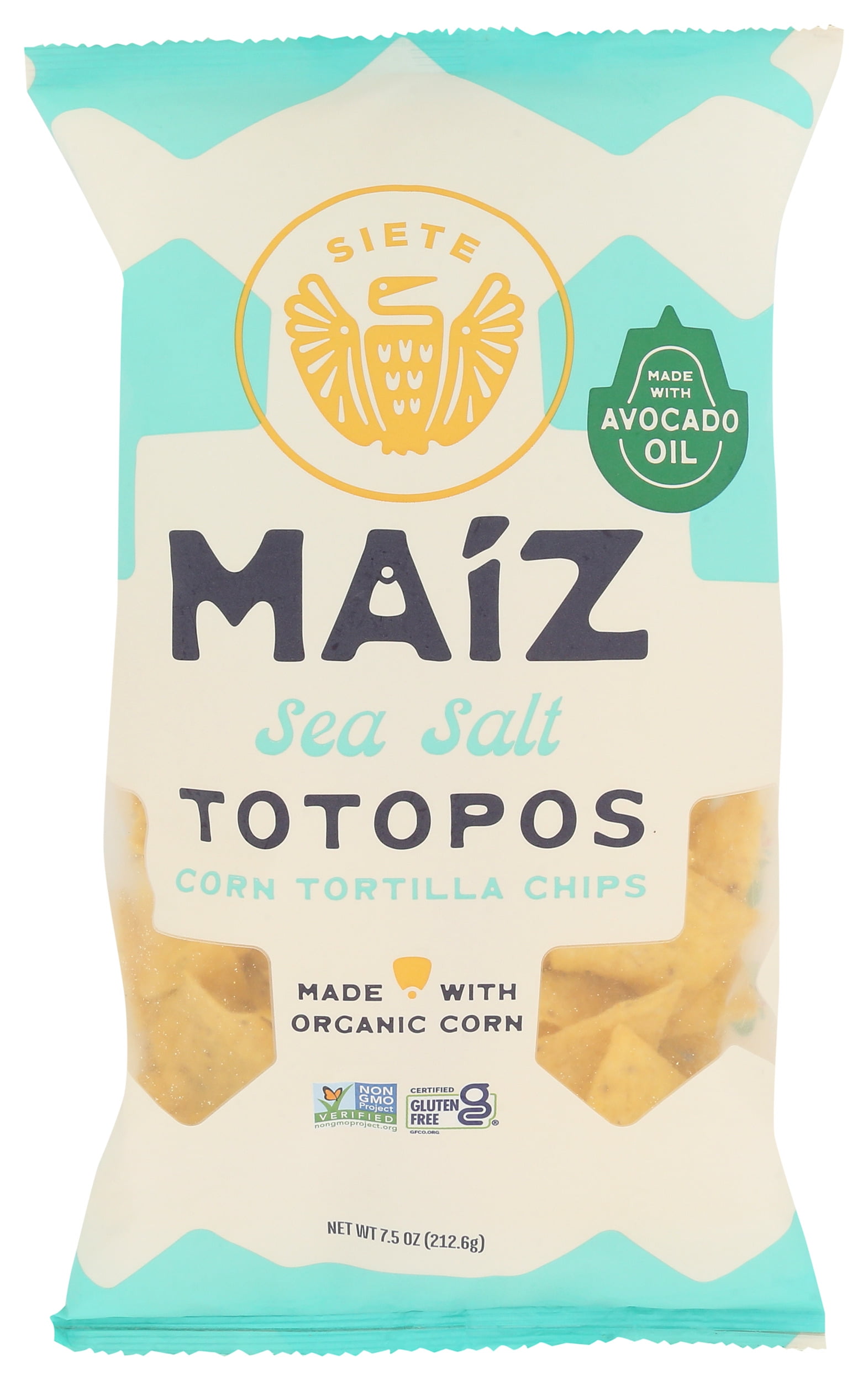 Siete Maiz Totopos Corn Tortilla Chips Sea Salt, 7.5 OZ, 6 pack ...