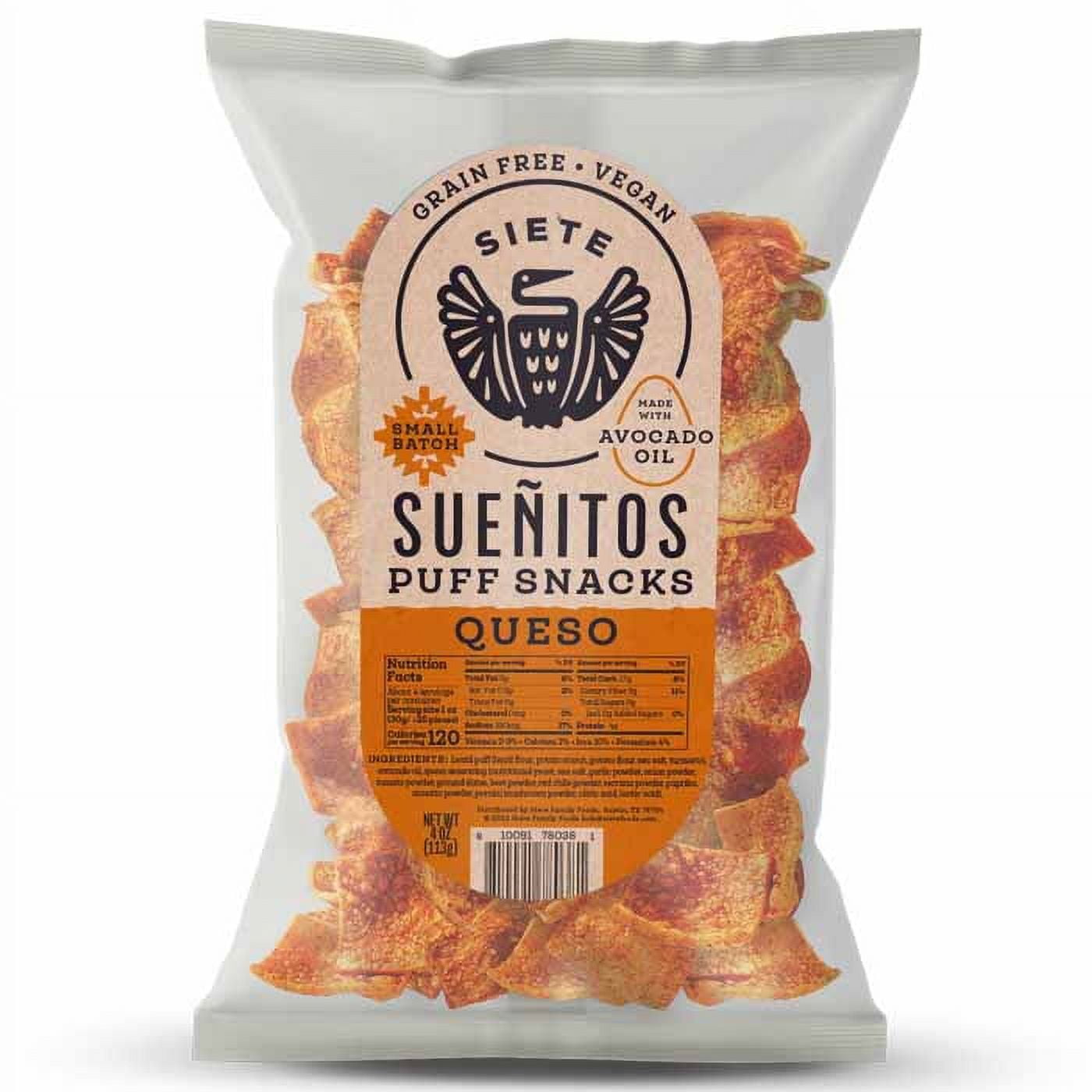 Siete Puffs, 4oz, Crunchy Snack, Queso and Chili Lime Flavors - Walmart.com