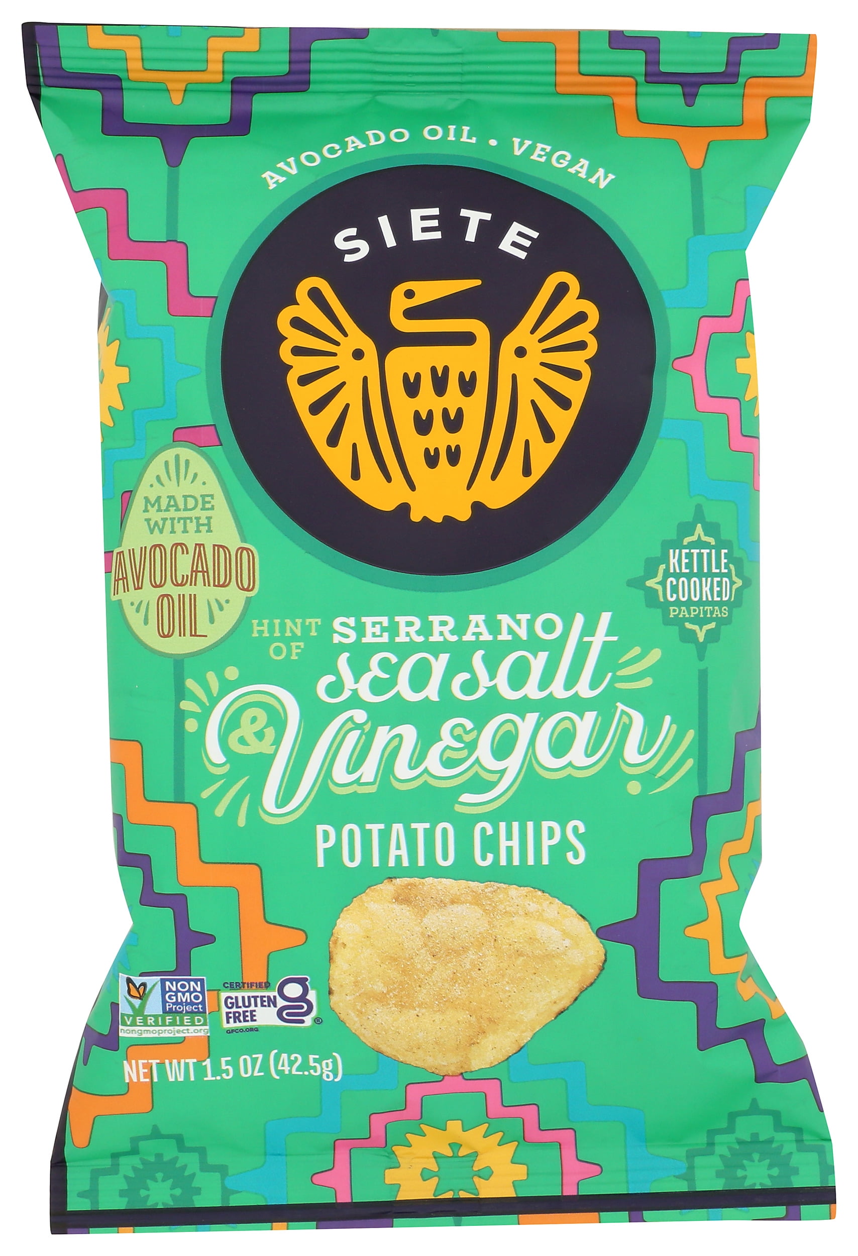 Siete SEA SALT VINEGAR Kettle Cooked Potato Chips 5 OZ, 24 pack ...