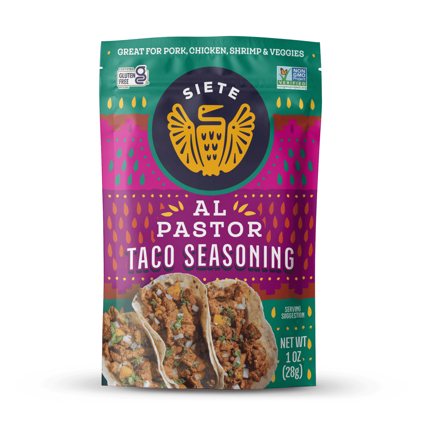 Siete Taco Seasoning Non GMO Gluten Free Al Pastor - 1 oz Pack of 2 ...