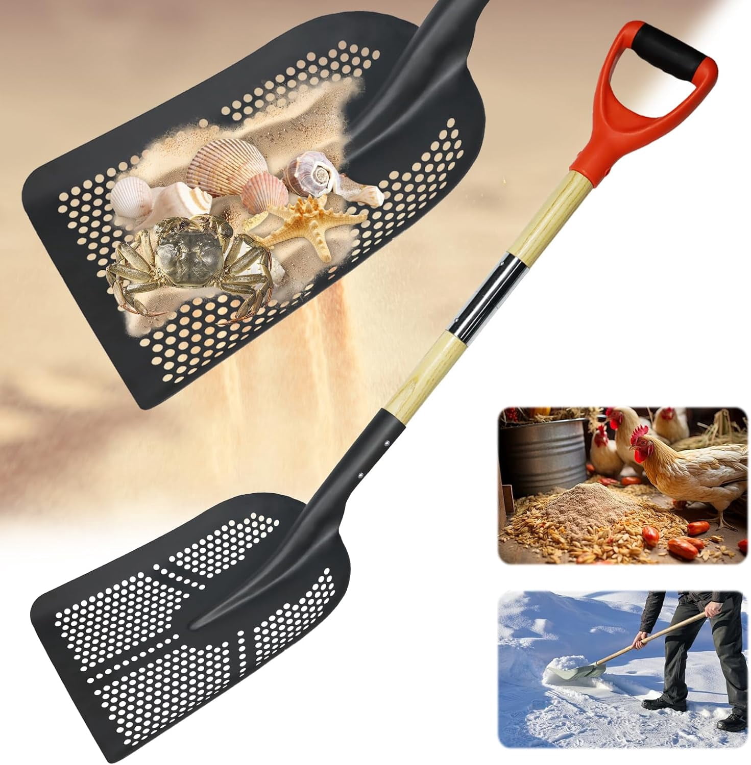 Sifting Shovel,47.2''Square Sand Beach Sifter with Dense Holes ...