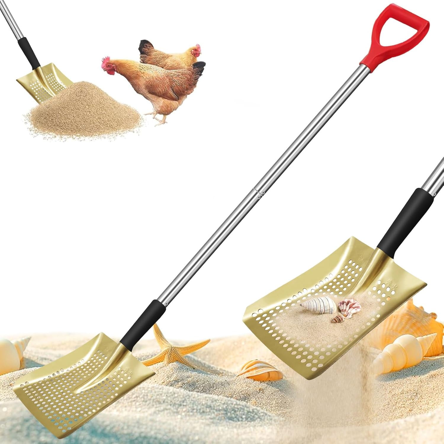 Sifting Shovel, Heavy Duty Metal Sand Sifter for The Beach, 53.5" Long ...