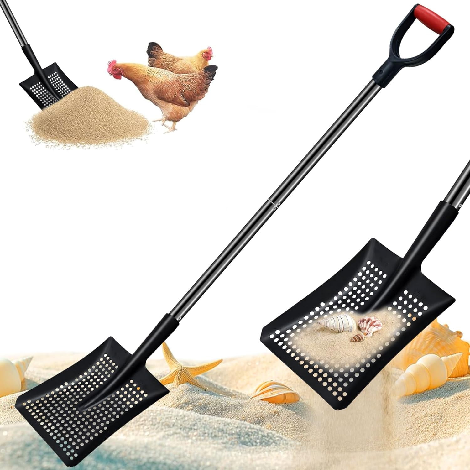 Sifting Shovel, Heavy Duty Metal Sand Sifter for The Beach, 53.5" Long ...