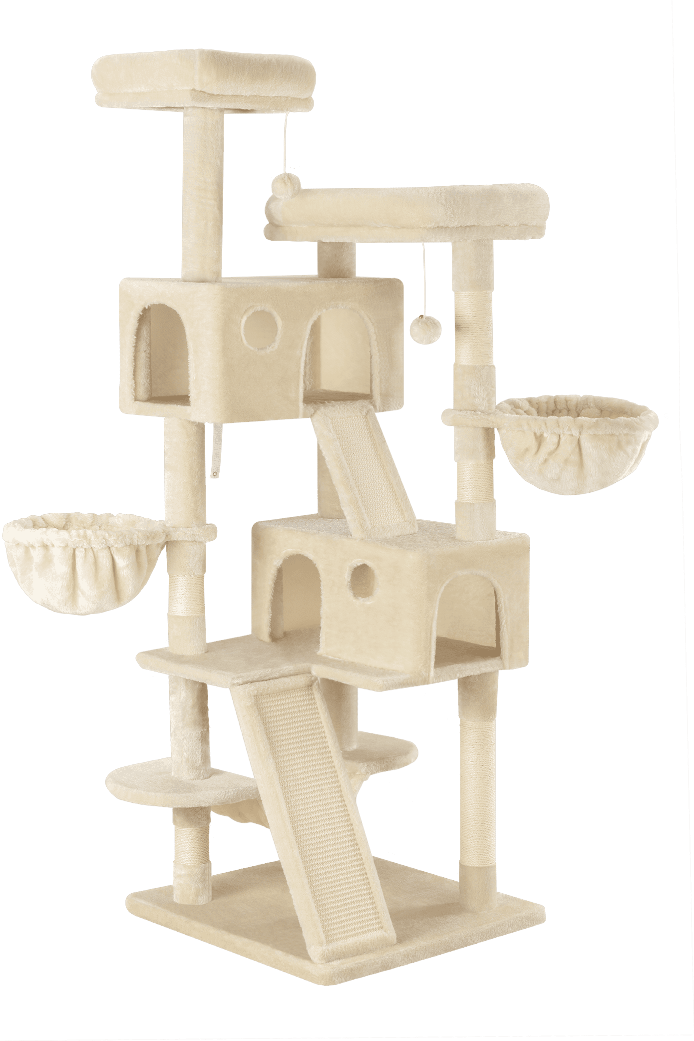 Sifurni 65.7" Large Cat Tree Tower Condo House for Cats with 2 ...