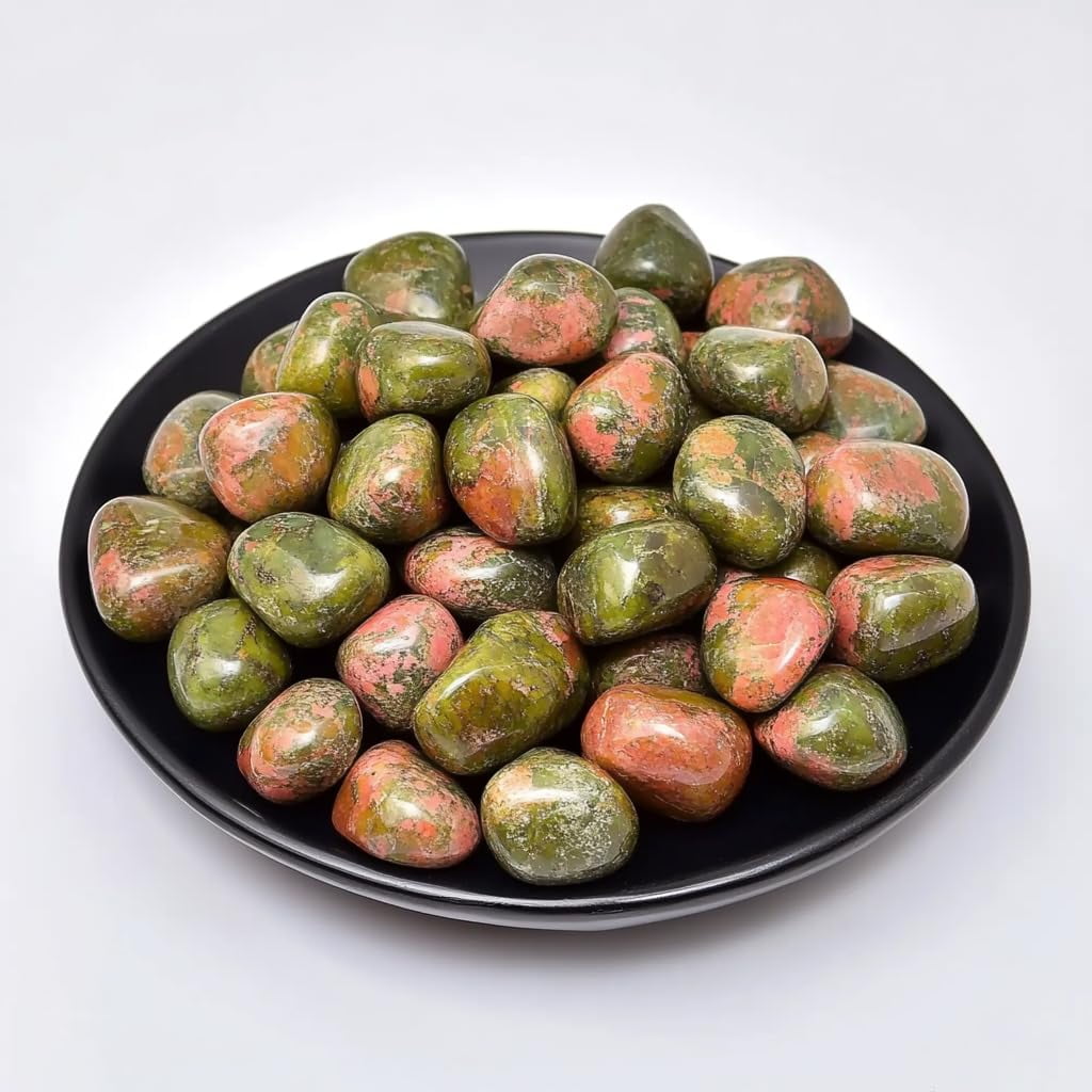 SigMntun Polished Unakite Crystal Stone Set - 10 oz Handpicked Tumbled ...