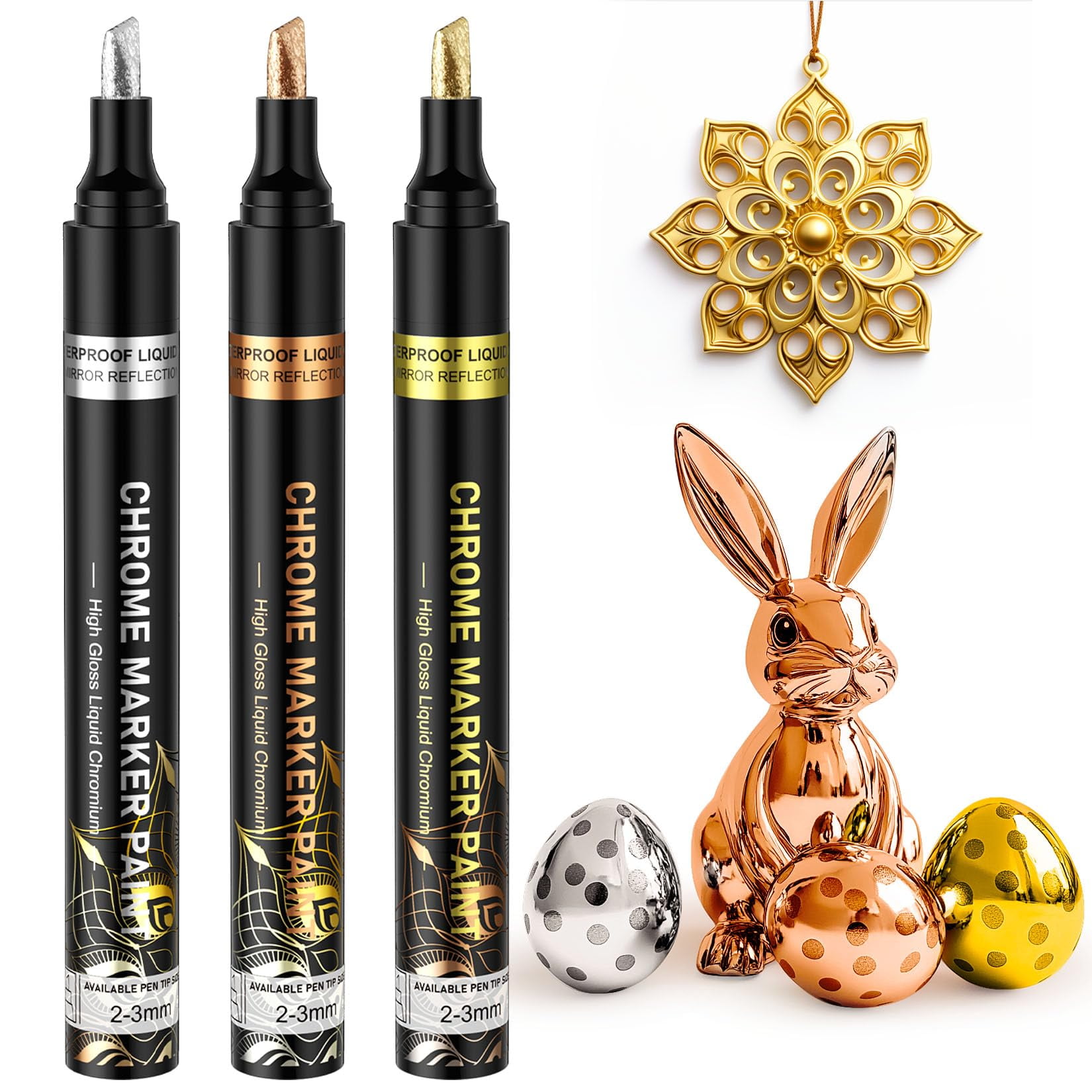 SigWong Liquid Mirror Chrome Markers - 3 Colors Gloss Permanent ...