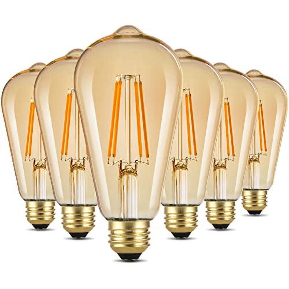 Sigalux Edison Light Bulbs, E26 LED Bulb 60 Watt Equivalent Antique Vintage Light Bulbs, ST19 ...