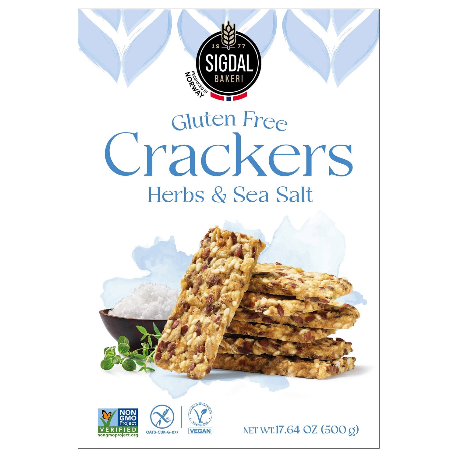 Sigdal Bakeri Gluten Free Crackers, Herbs & Sea Salt (17.64 Ounce ...