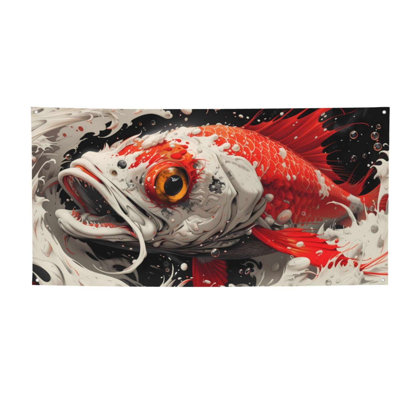 Sigee Abstract Red Koi Fish Art for Large Happy Holiday Banner for ...