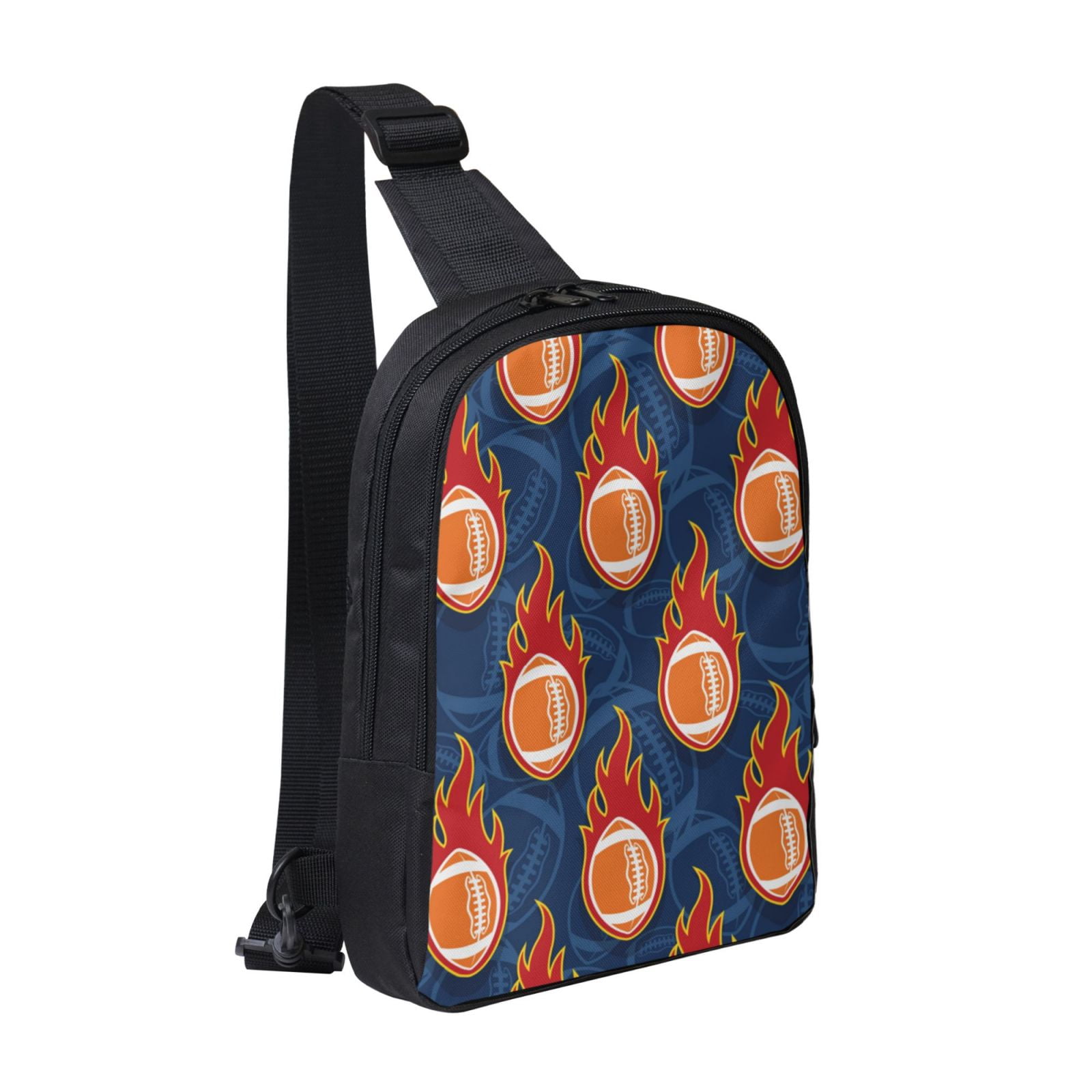 Sigee American Football and Fire Flames for Dual Pocket Sling Backpack ...