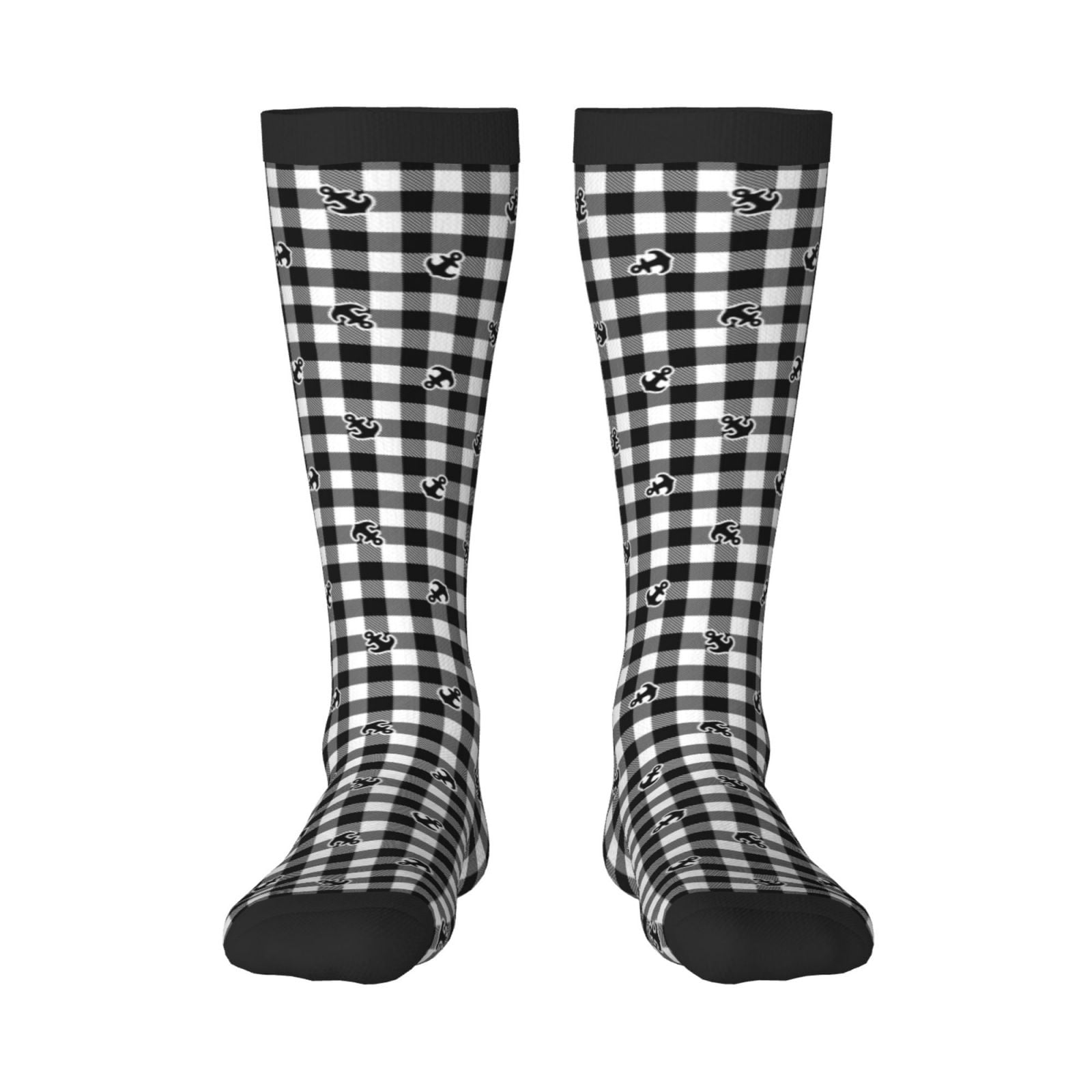 Sigee Anchor Black Tartan Plaid for Socks for Men Women Gifts for Him ...