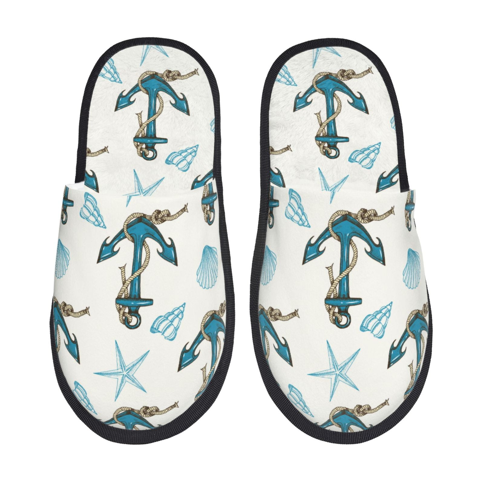 Sigee Anchors And Shells for Cozy Furry Slippers Super Soft Indoor and ...