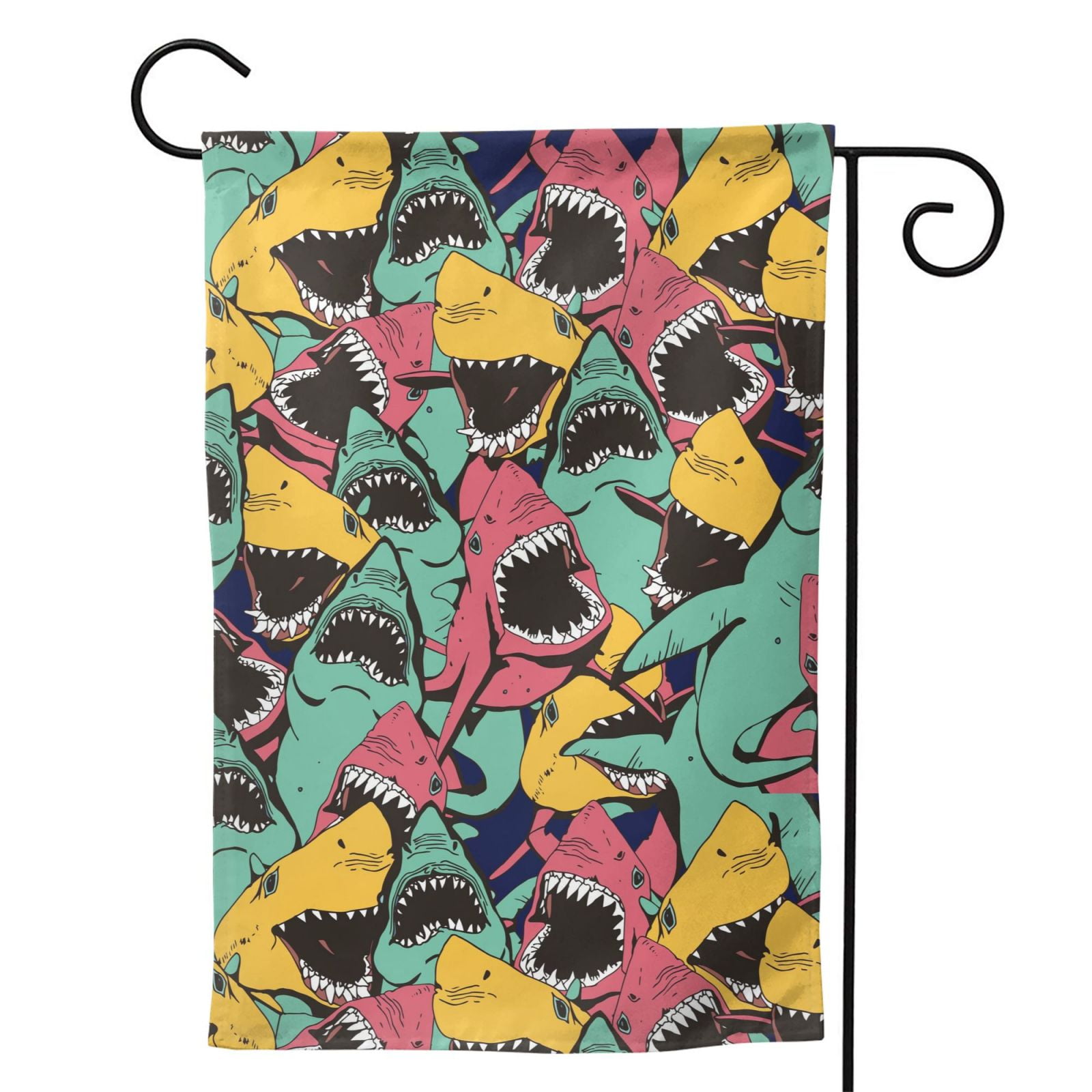Sigee Angry Shark Pattern for Live Happy Decorative Small Garden Flag ...