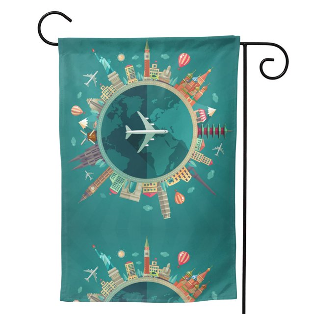 Sigee Around The Planet for Live Happy Decorative Small Garden Flag ...