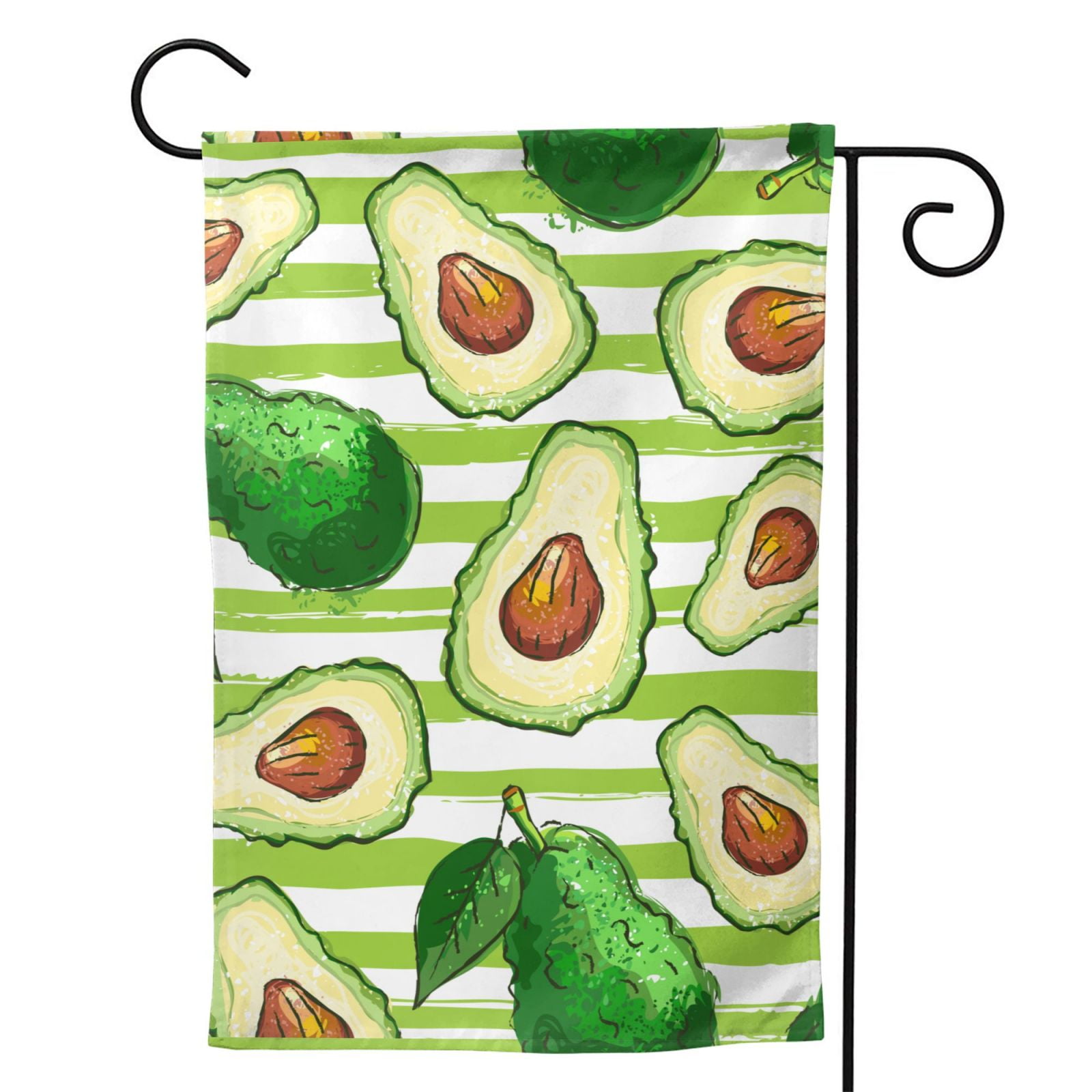 Sigee Avocado Green Striped for Live Happy Decorative Small Garden Flag ...