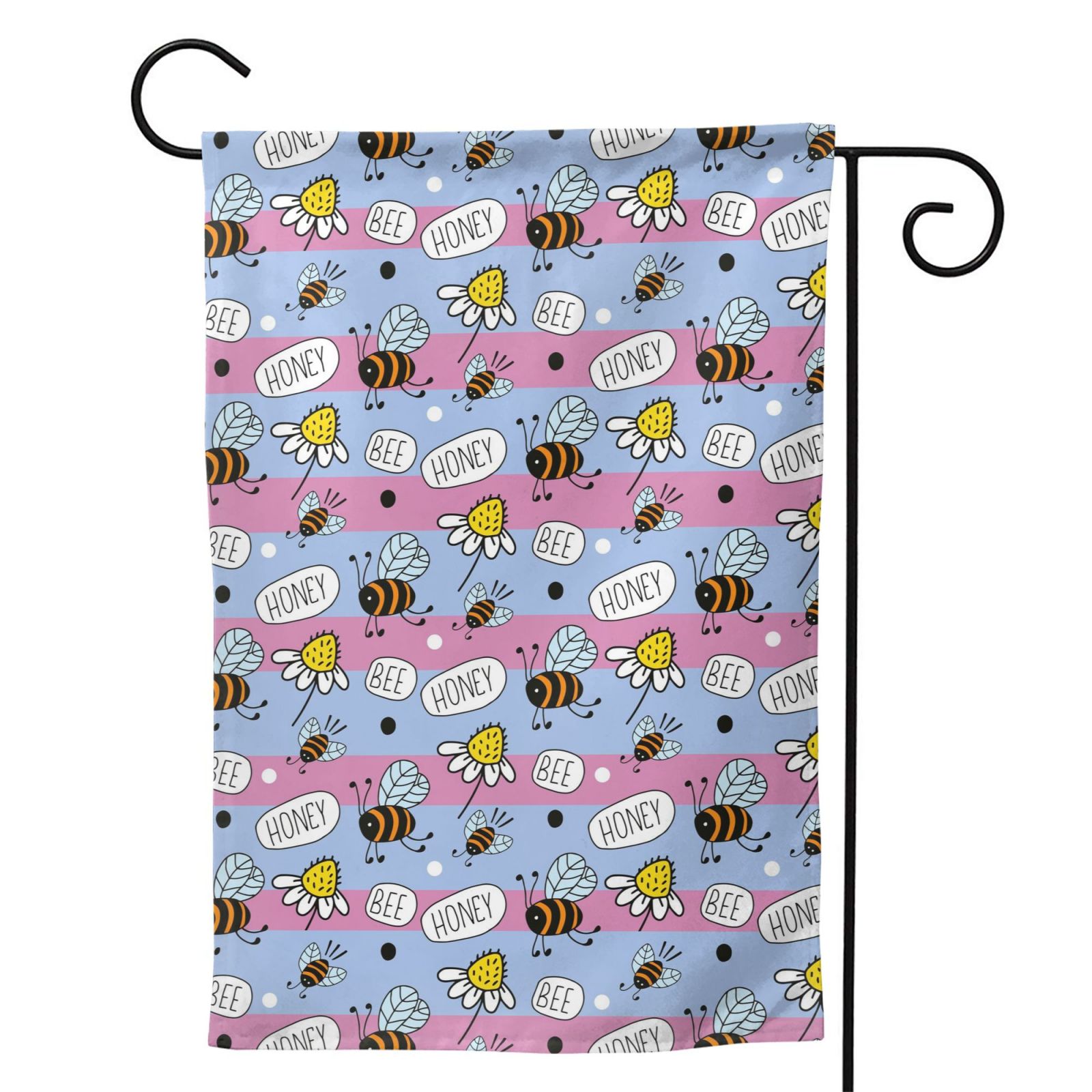 Sigee Bees And Daisies Striped for Live Happy Decorative Small Garden Flag,Double Sided Yard ...