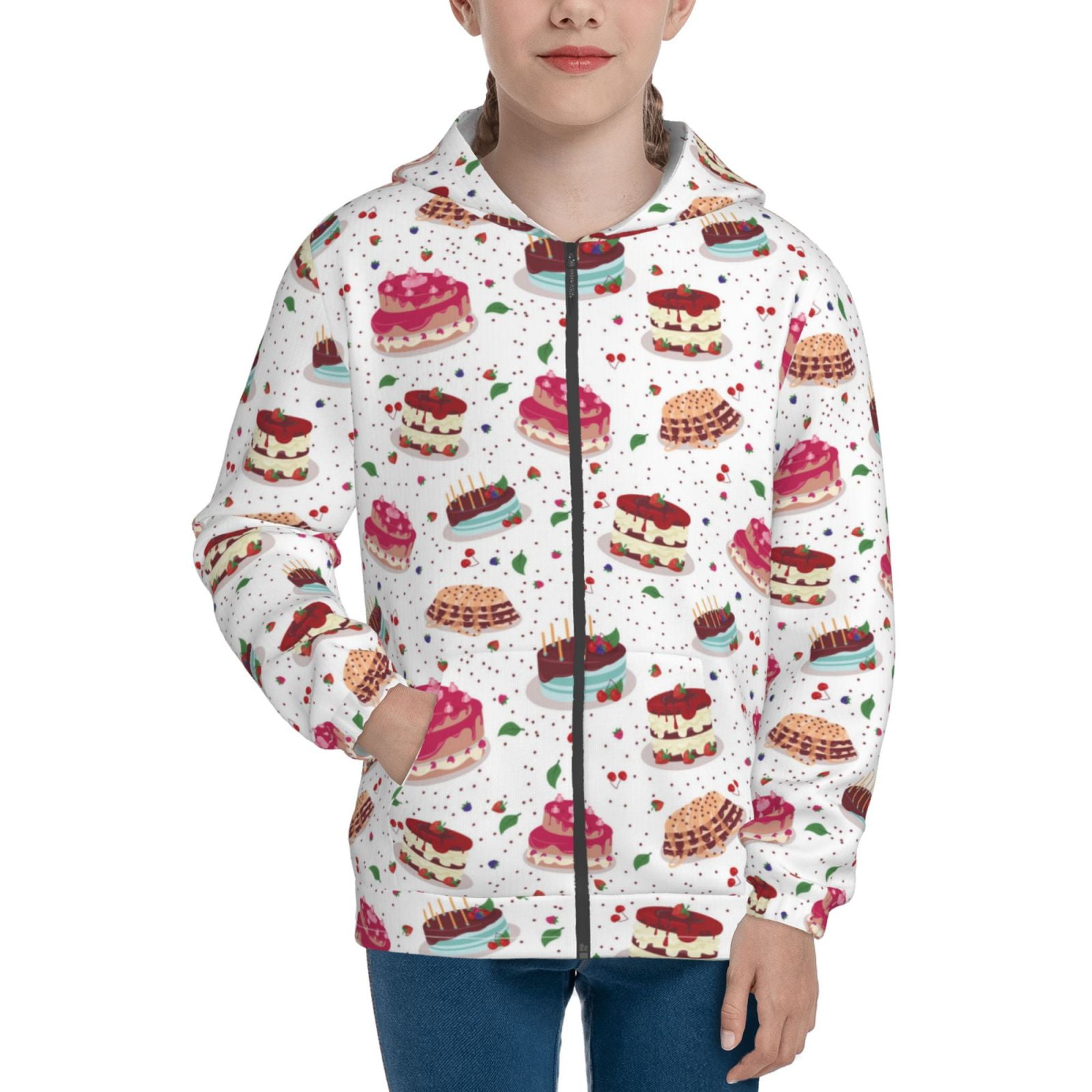 Sigee Birthday Cake for Teenage Zip Up Hoodies Long Sleeve Sweatshirts ...
