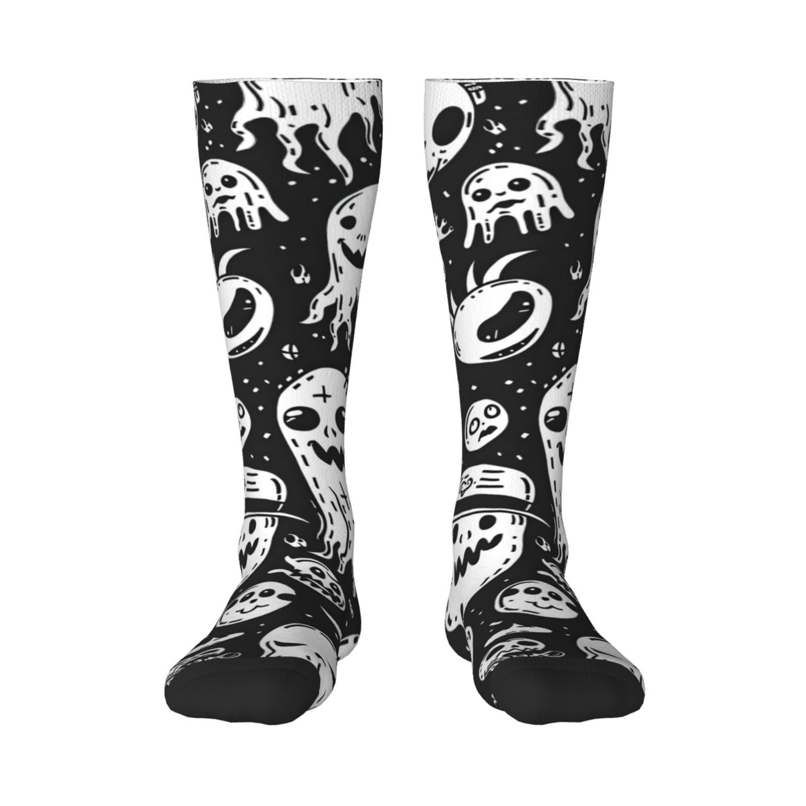 Sigee Black White Spooky Ghosts for Socks for Men Women Socks Stocking ...