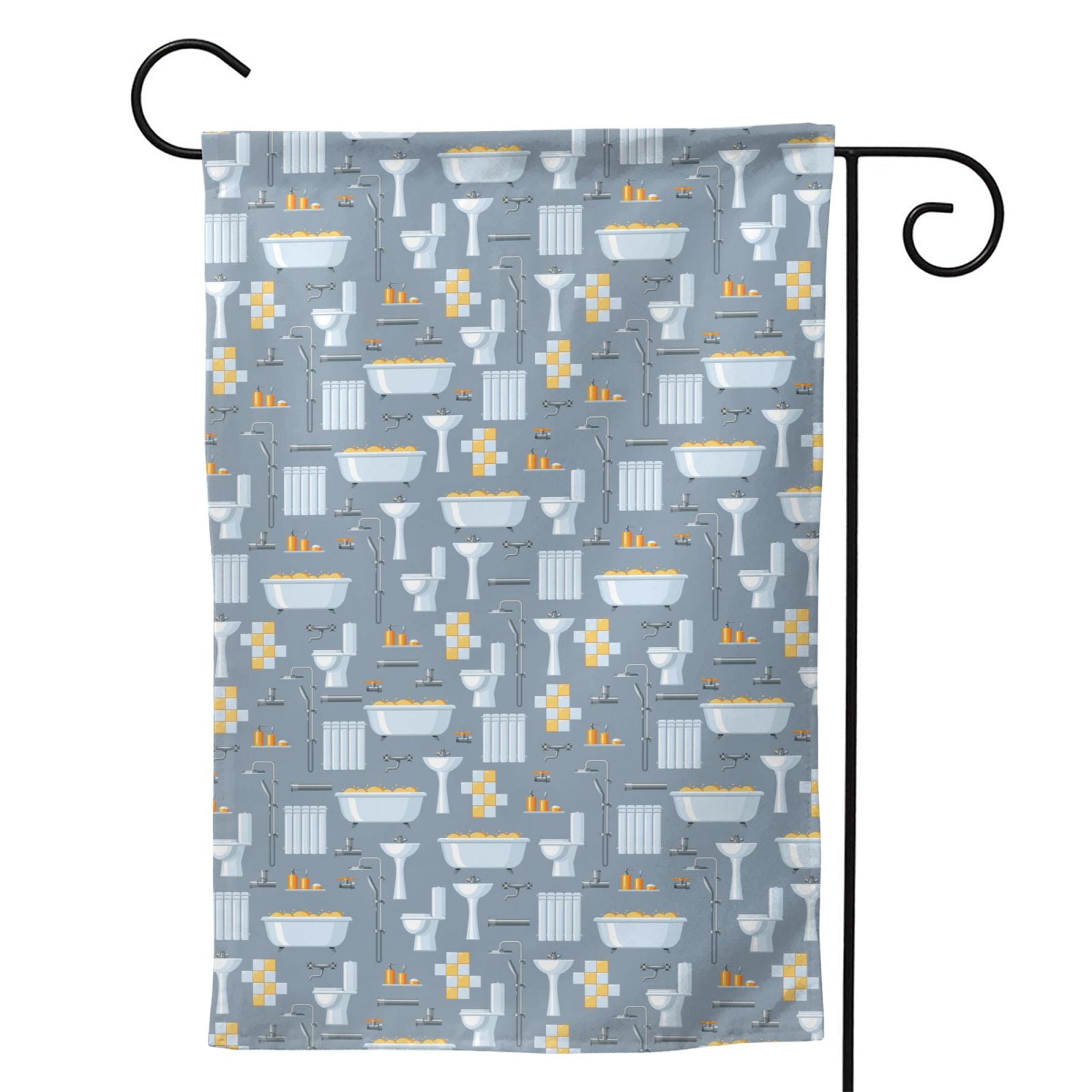 Sigee Blue Bathroom for Live Happy Decorative Small Garden Flag,Double ...