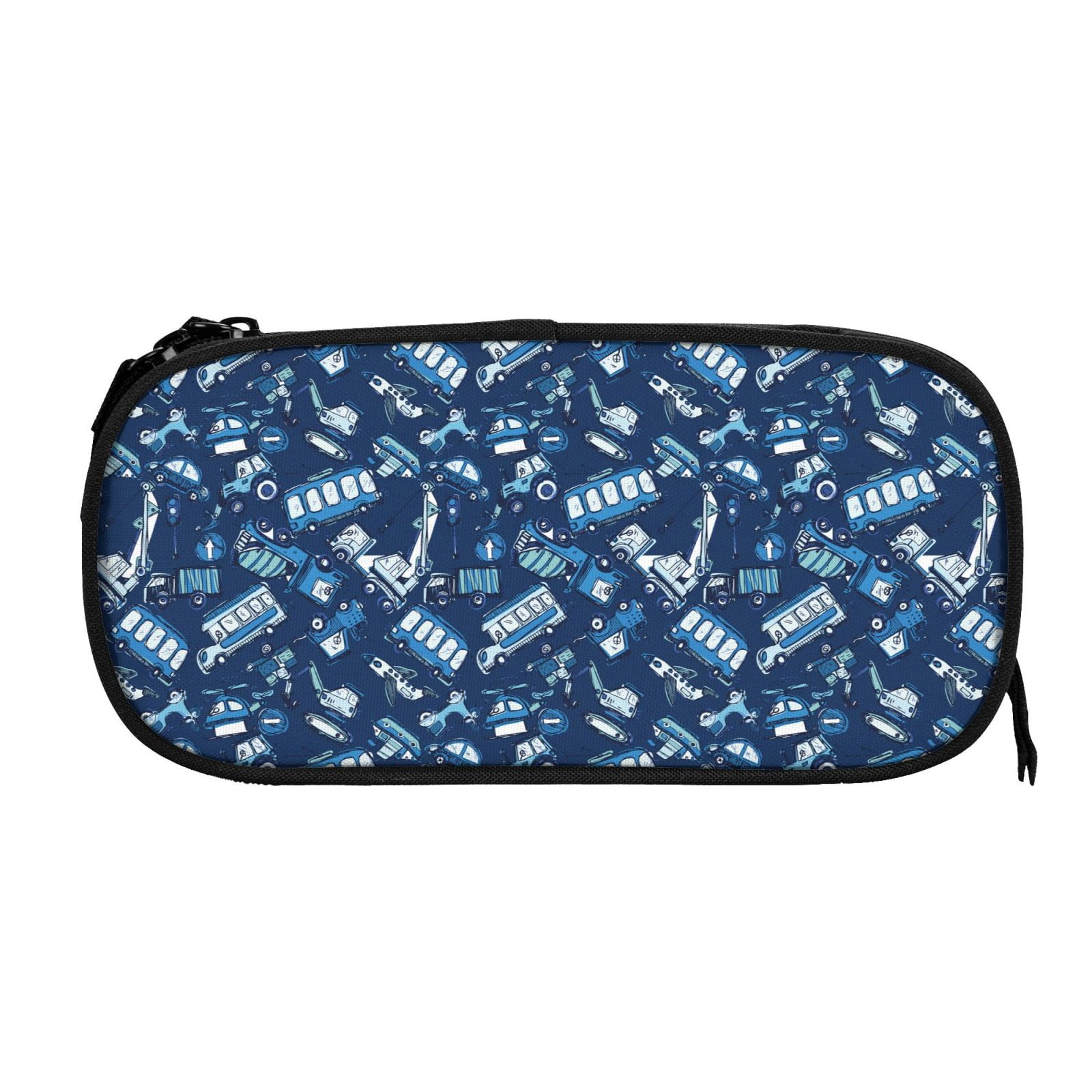 Sigee Blue Bus for Portable Pencil Pouch with Zipper for Students ...