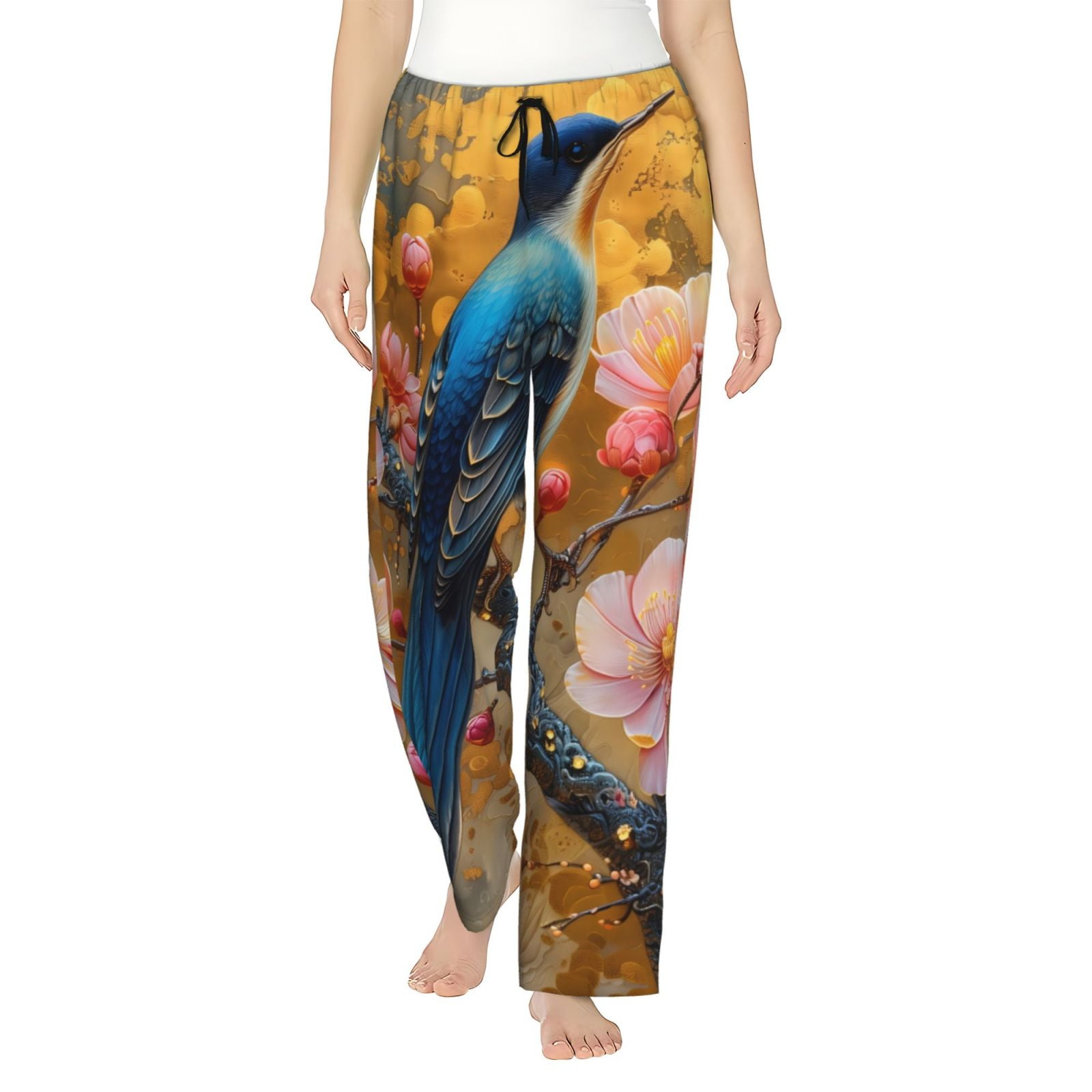 Sigee Bluebird Blossom Elegance print Women's Soft Pajama Pants Lounge ...