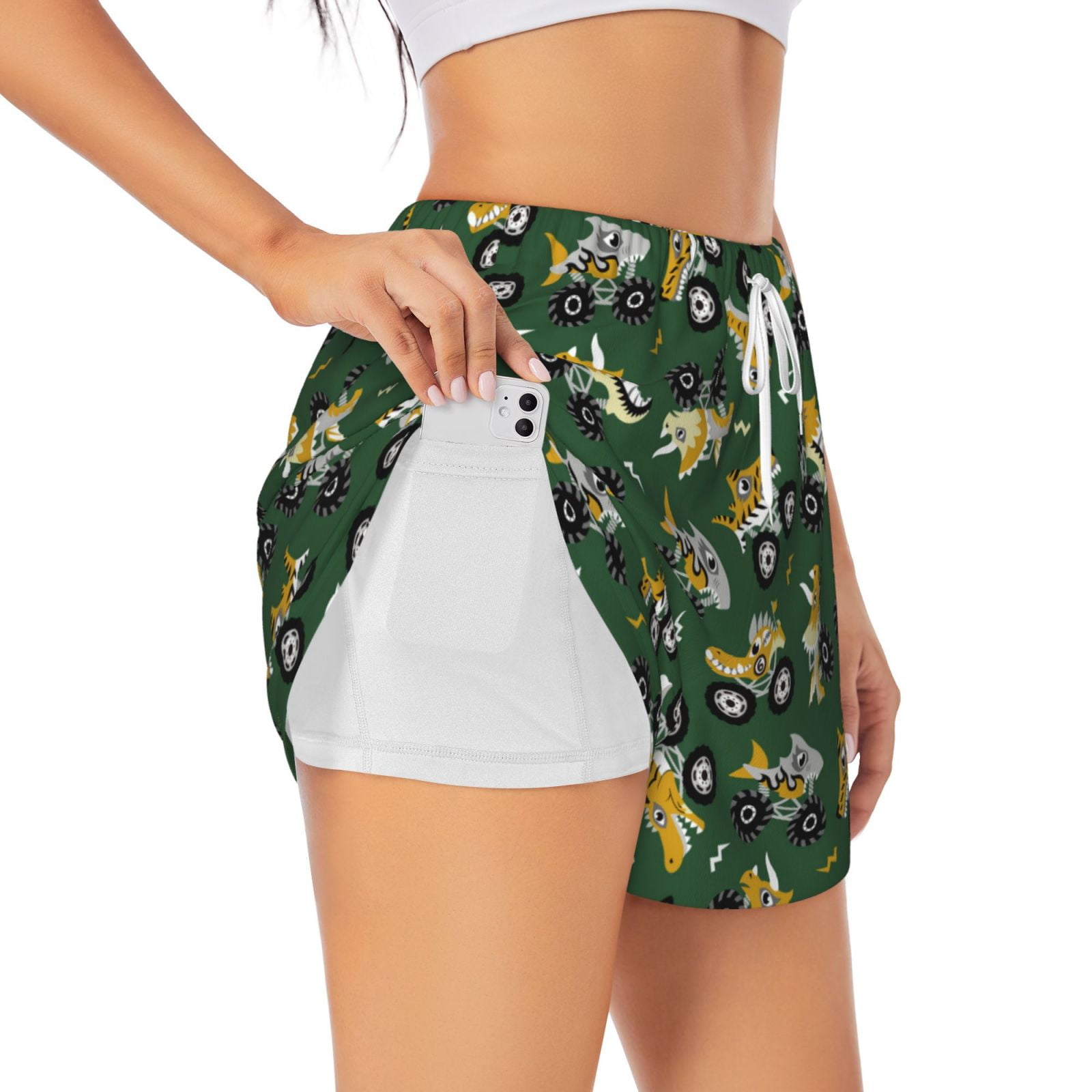Sigee Cartoon Car for Women's Athletic Shorts High Waisted Running ...