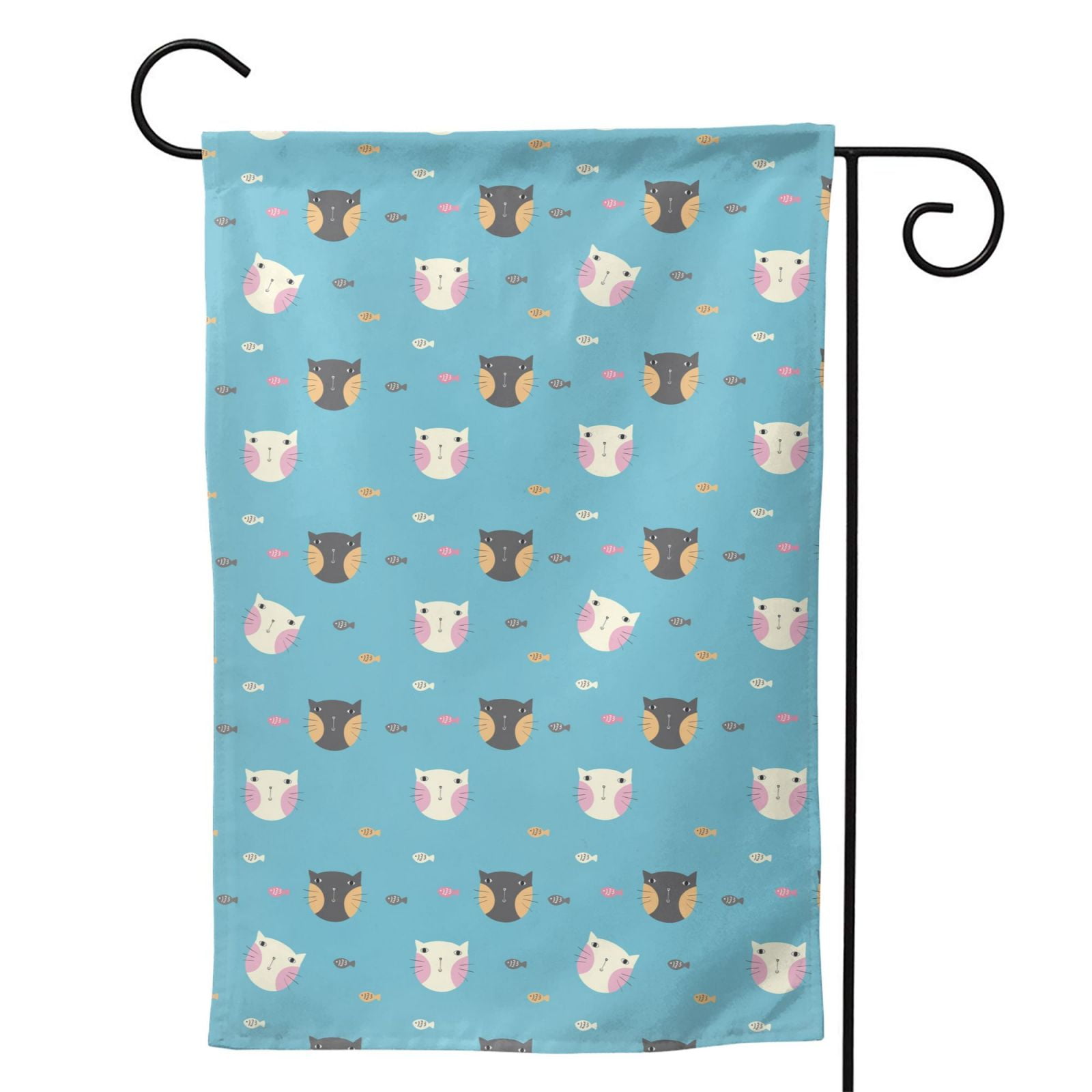 Sigee Cat Fish for Live Happy Decorative Small Garden Flag,Double Sided ...