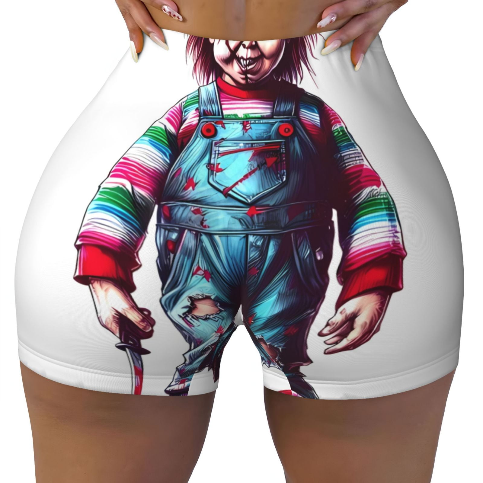 Sigee Chucky Ai Print Women's High Waist Workout Shorts - Squat Proof ...