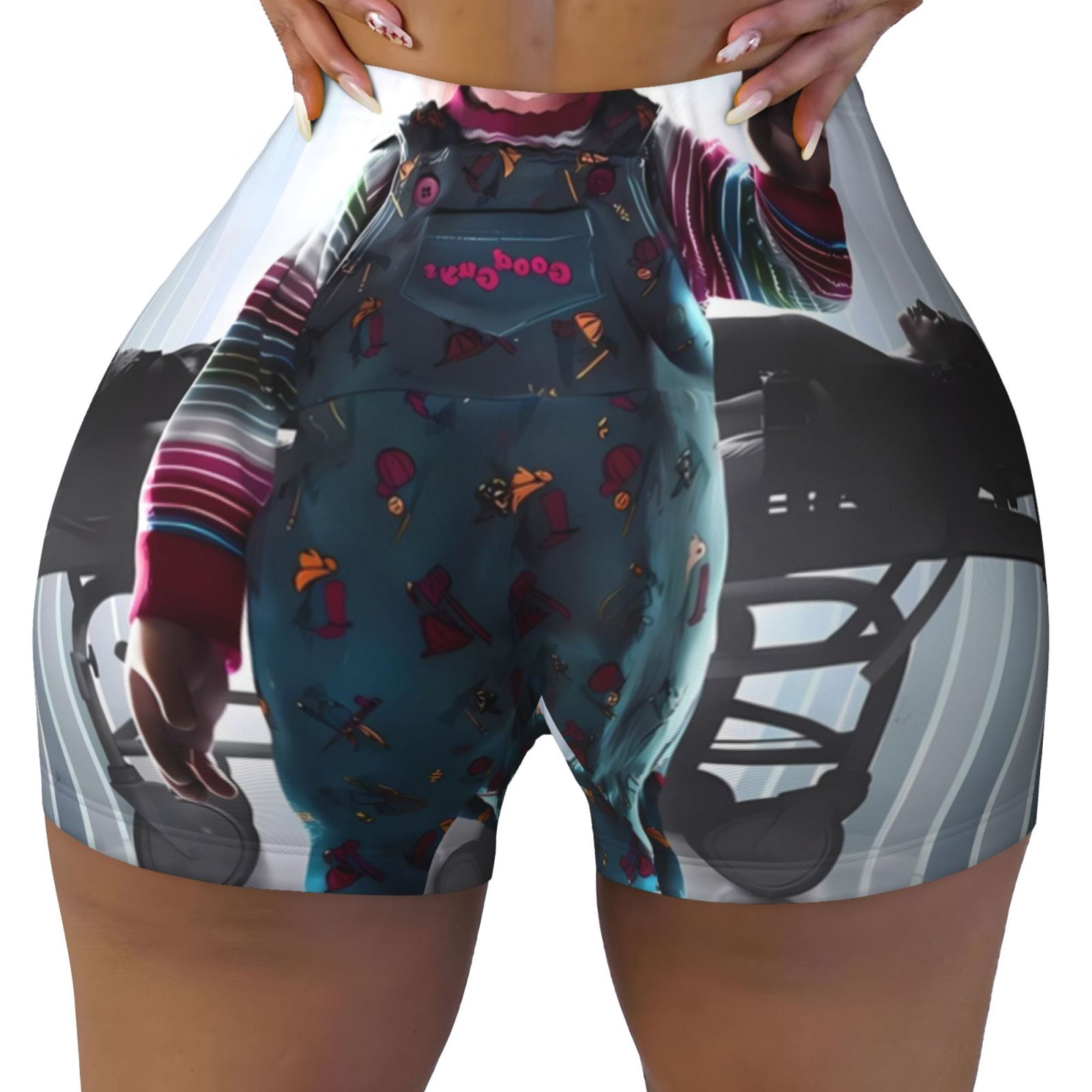 Sigee Chucky Y Print Women's High Waist Workout Shorts - Squat Proof ...