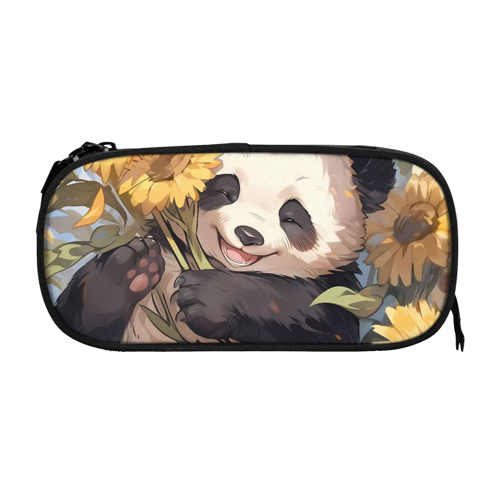 Sigee Clear Sky Cute Sunflower Panda for Portable Pencil Pouch with ...