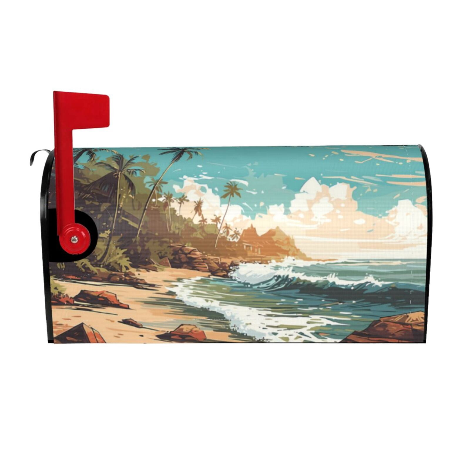 Sigee Coastal Palm Beach for Mailbox Cover Magnetic Waterproof Post Box ...