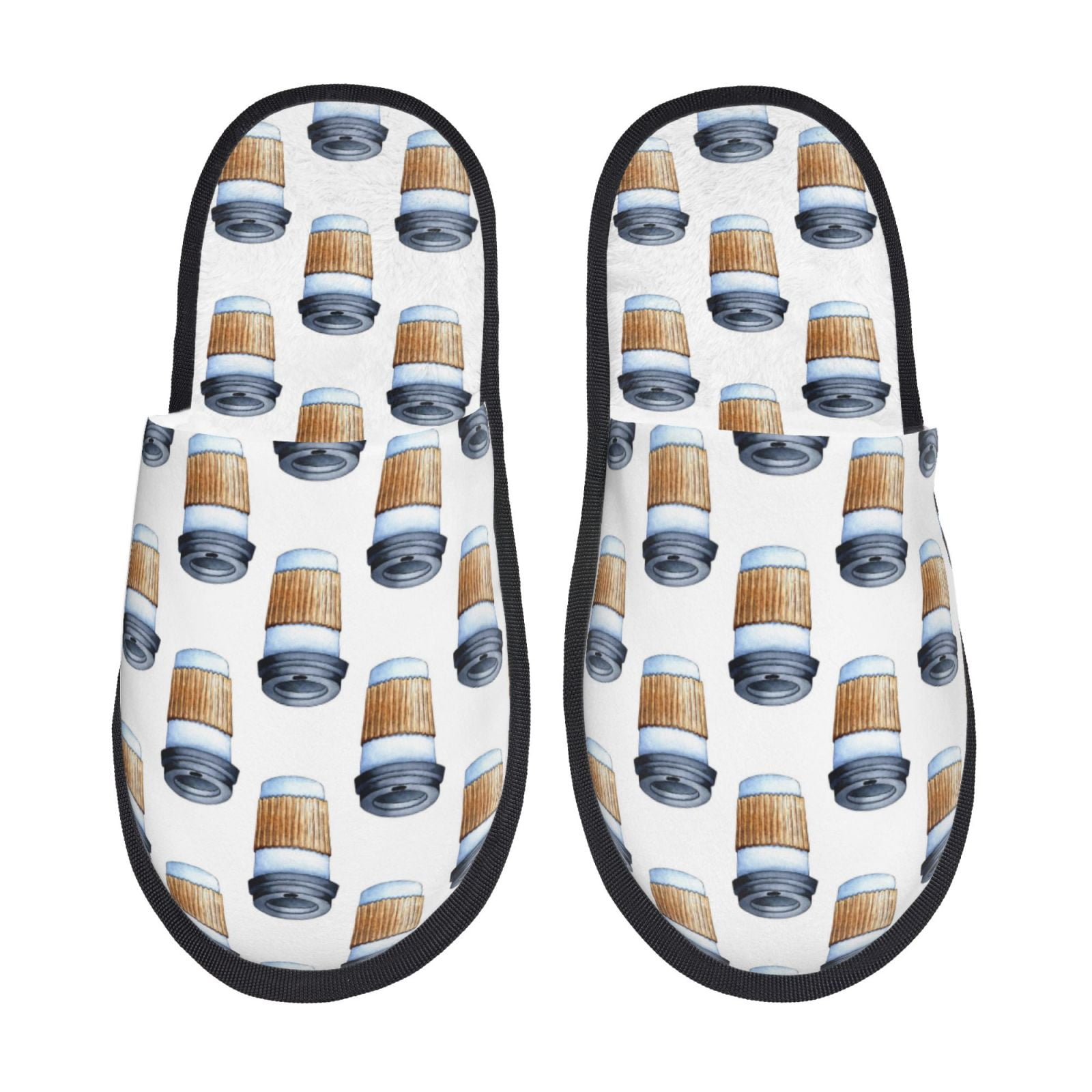 Sigee Coffee To Go Pattern for Cozy Furry Slippers Super Soft Indoor ...