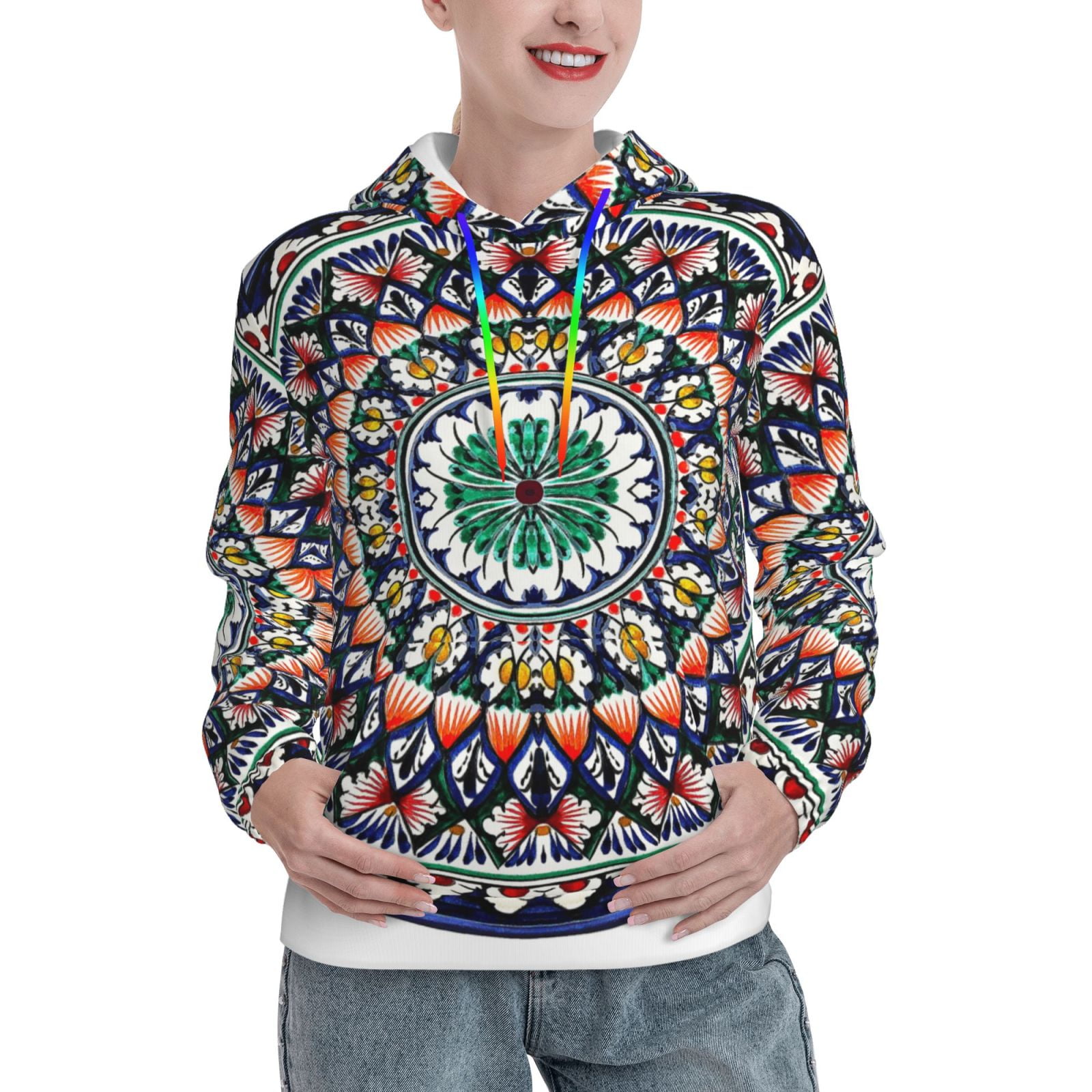 Sigee Colorful With Blue Oriental for Women's Pullover Hoodie ...