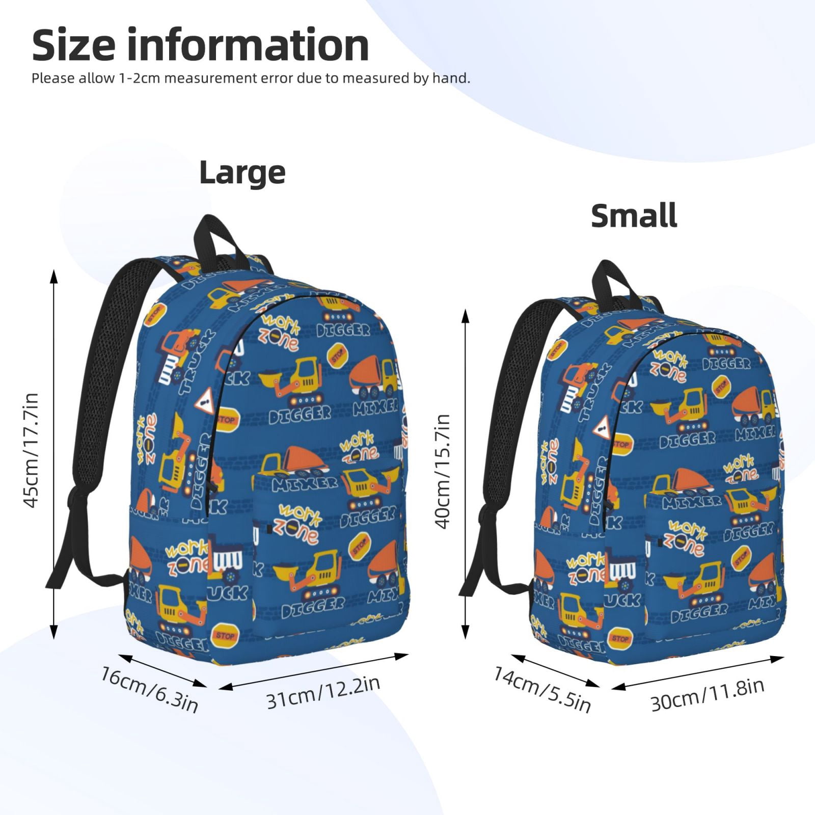 Sigee Construction Vehicles for Canvas Large Capacity Laptop Backpack ...