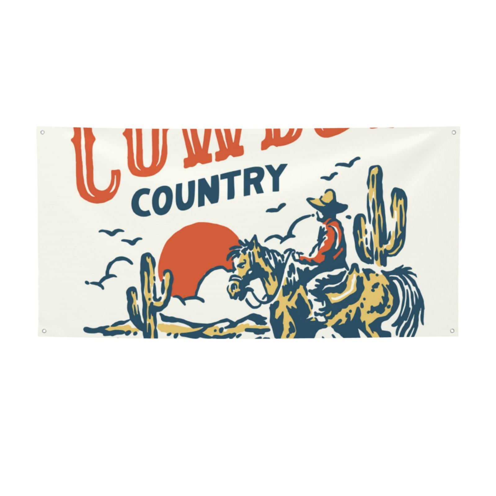 Sigee Cowboy Rising Horse for Large Happy Holiday Banner for Outdoor ...
