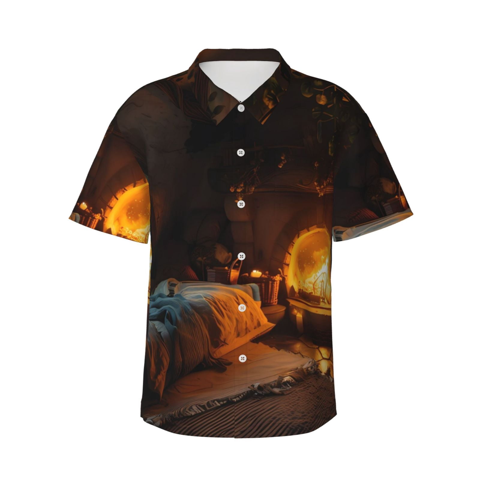 Sigee Cozy Tree Hole Cabin for Men’s Casual Beach Summer Shirts Funky ...