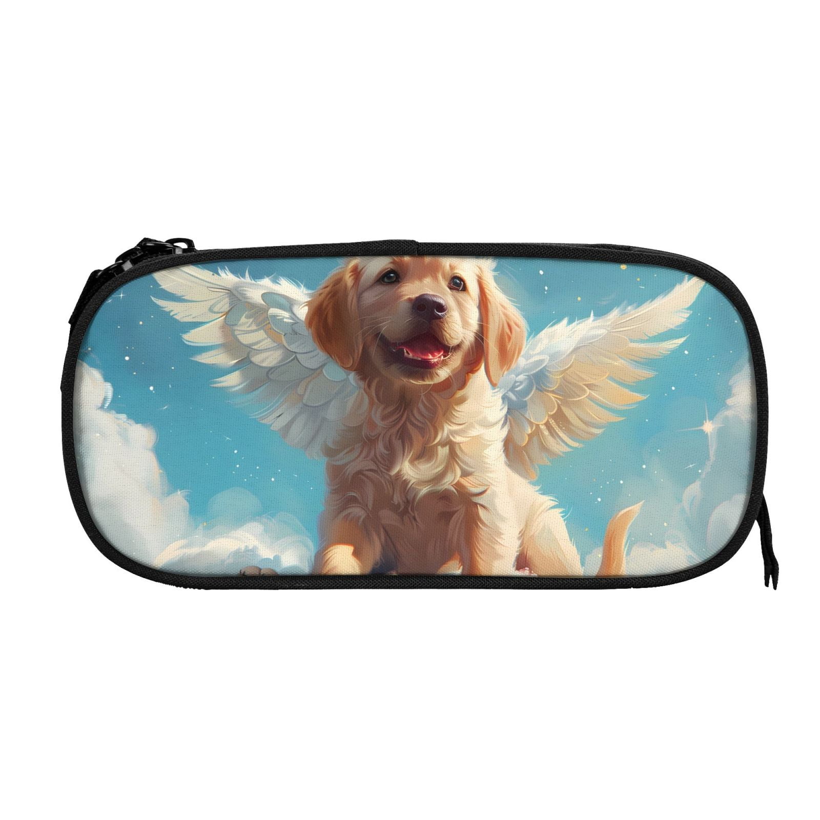 Sigee Cute Angel Winged Dog for Portable Pencil Pouch with Zipper for ...