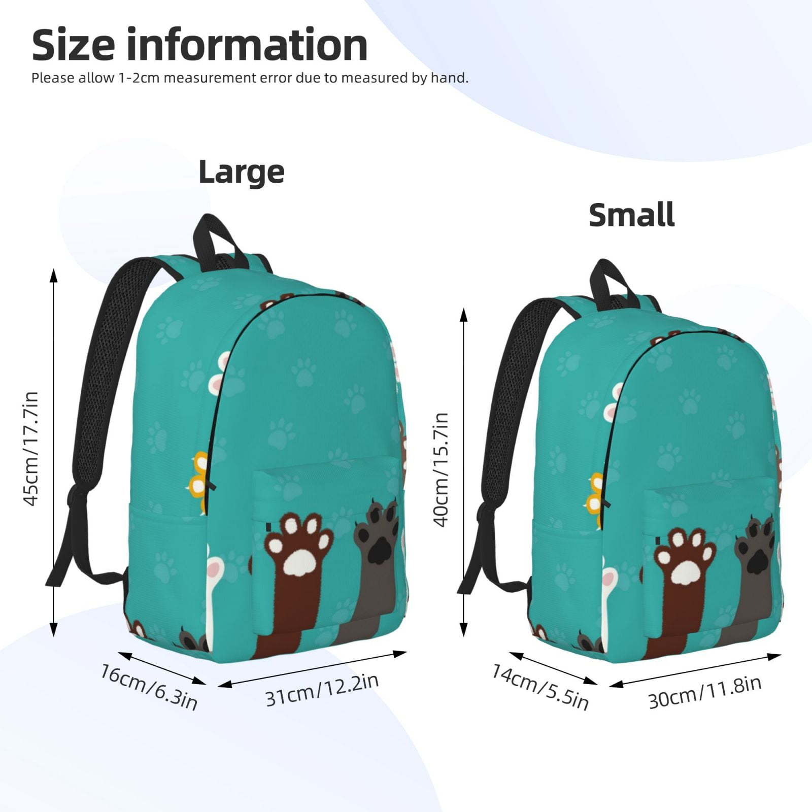 Sigee Cute Cat Paw And Dog for Canvas Large Capacity Laptop Backpack ...