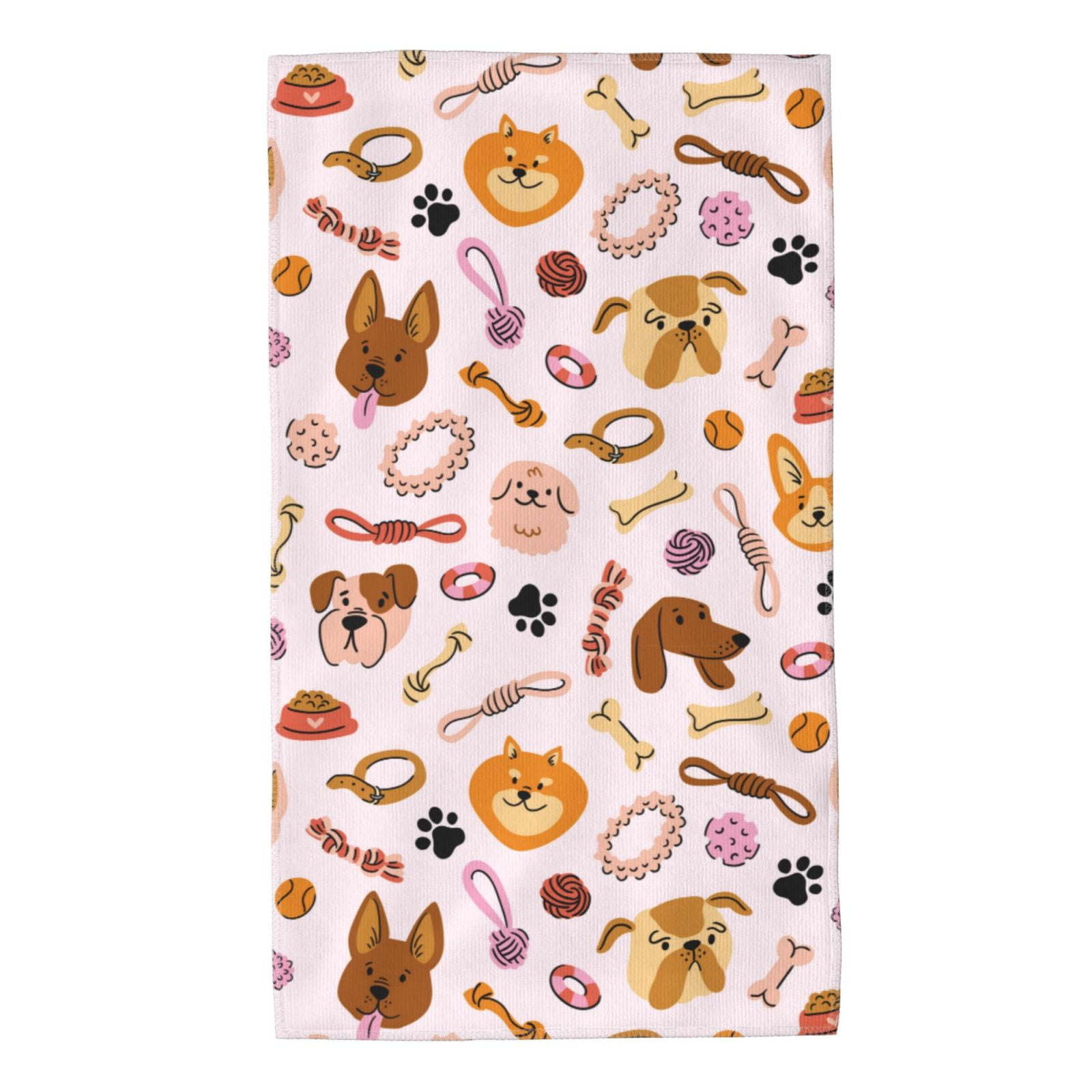 Sigee Cute Dog Print Superfine Fiber Towel Soft, Absorbent, Essential ...