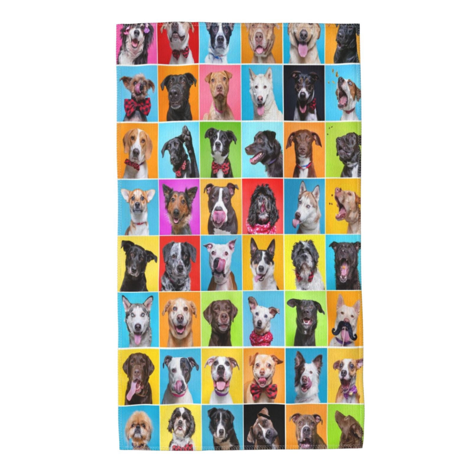 Sigee Cute Dogs Collage Print Superfine Fiber Towel Soft, Absorbent ...