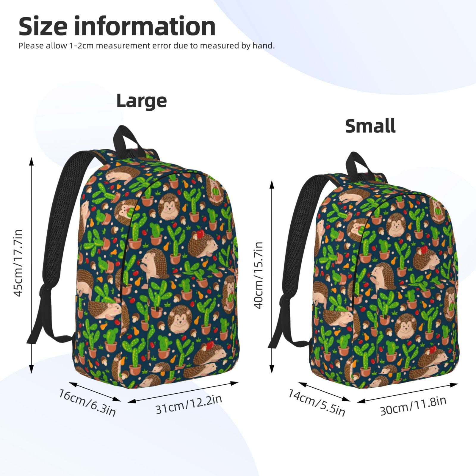 Sigee Cute Hedgehogs Cactus Blue for Canvas Large Capacity Laptop ...