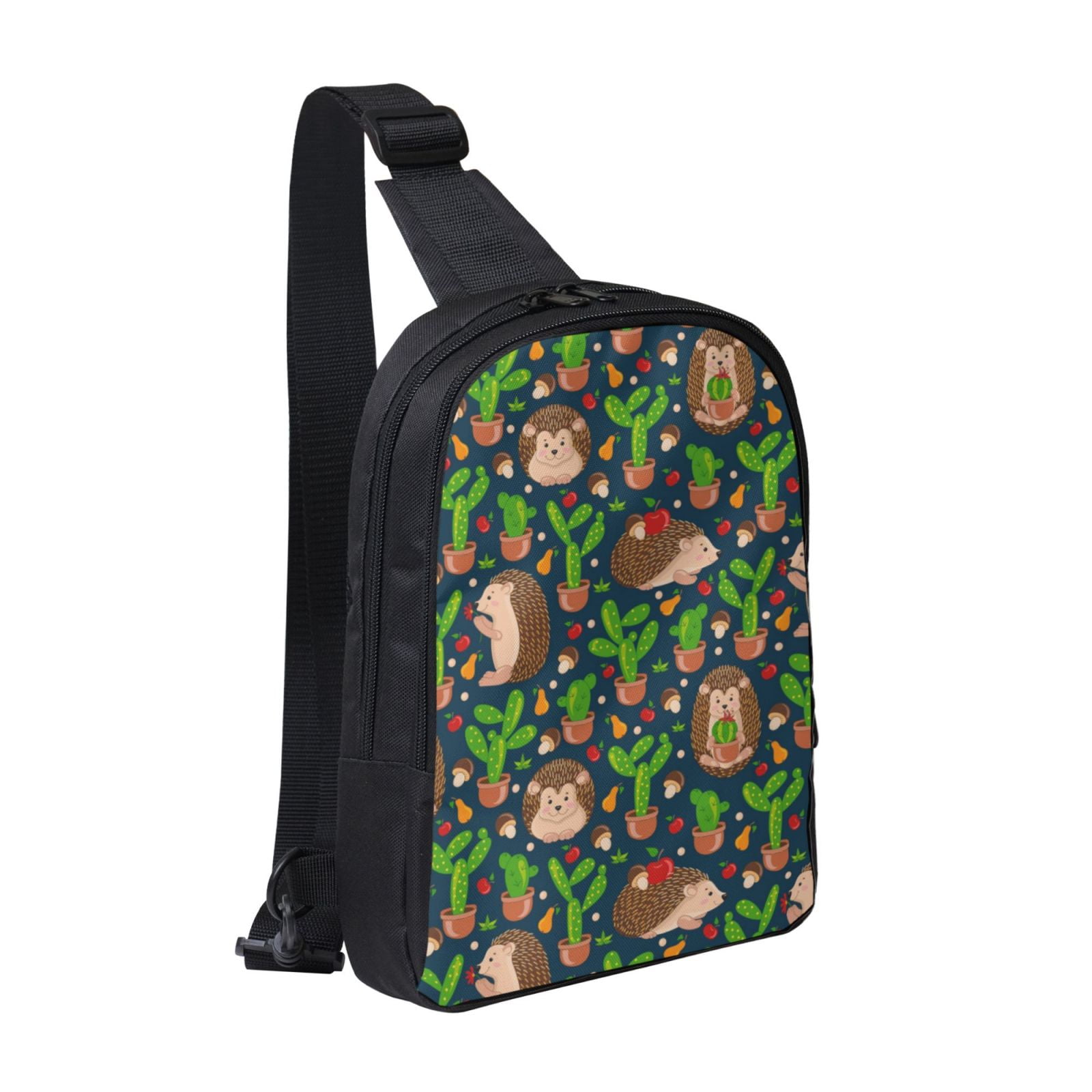 Sigee Cute Hedgehogs Cactus Blue for Dual Pocket Sling Backpack Hiking ...