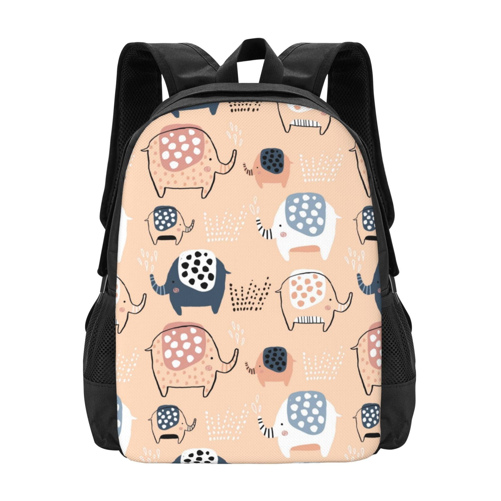 Sigee Cute Ink Drawn Elephants for Simple large capacity backpack ...